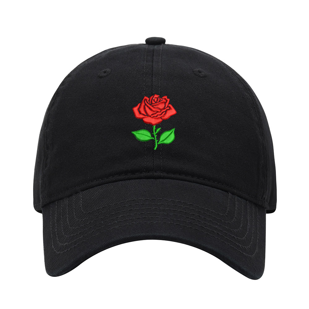 Rose Embroidered Dad Hat Flower Cotton Adjustable Baseball Cap ...