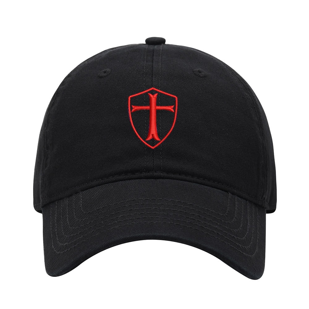 Baseball Cap Men Templar Shield Embroidered Washed Cotton Dad Hat ...