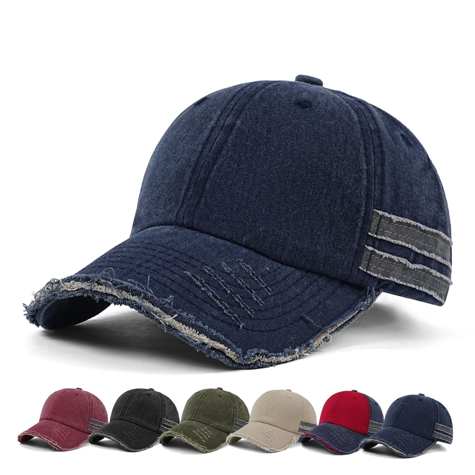 Baseball Cap for Men Women Washed Vintage Denim Adjustable Hat with ...