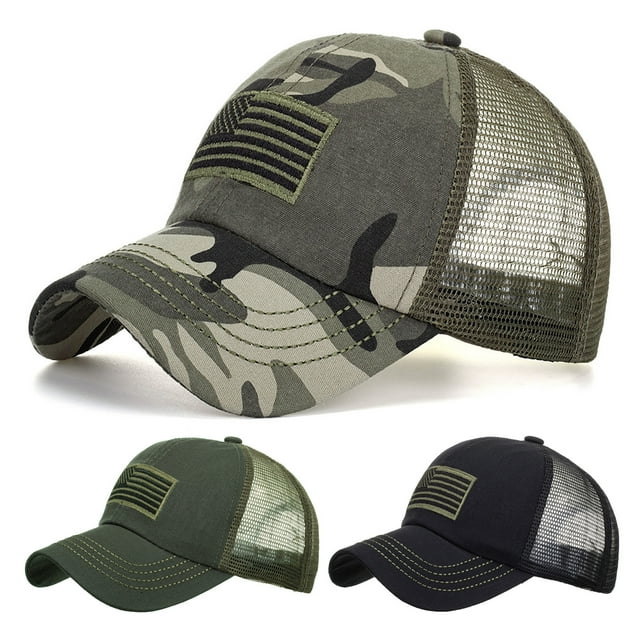 Baseball Cap Mesh Back Sun Protection Cotton Flag Embroidery Camouflage ...
