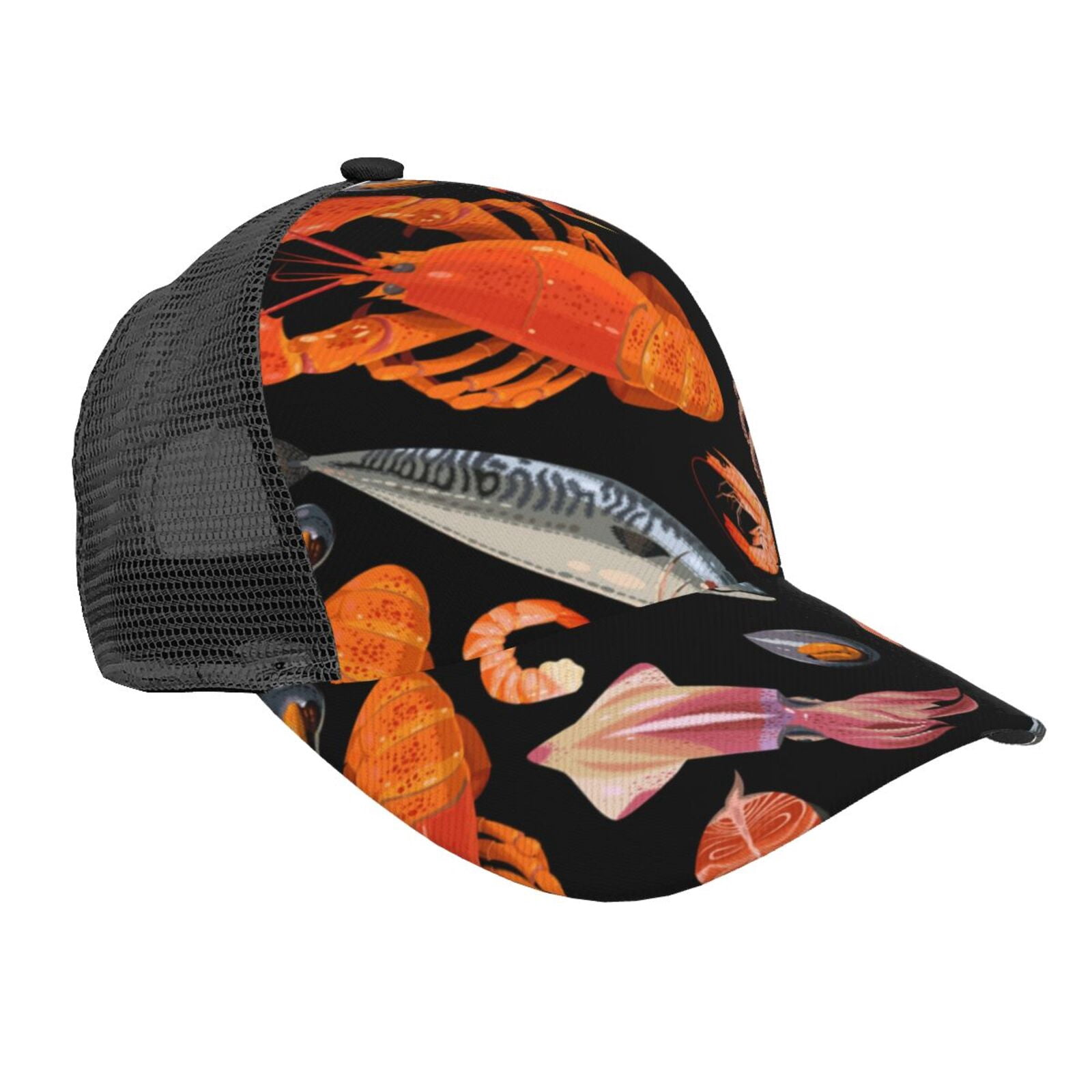 Baseball Cap Mesh Snapback 3D Adjustable Hip Hop Trucker Hats, Seafood ...