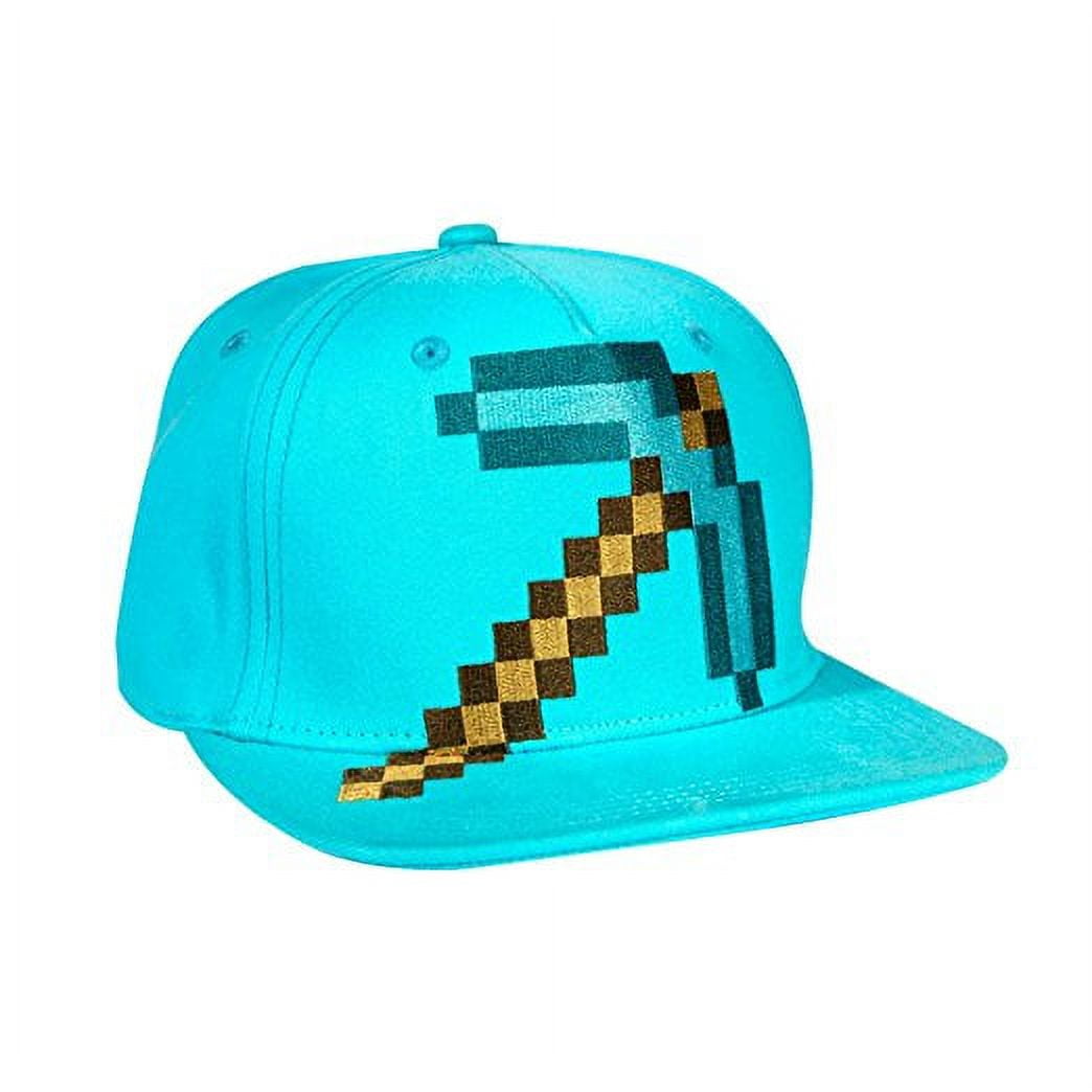 Baseball Cap - Minecraft - Diamond Pickaxe Blue Hat Stretch-Fit j7223 ...