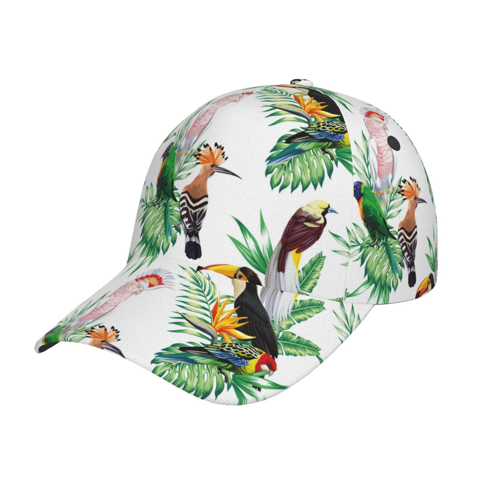 Baseball Cap - Modern Parrot Toucan Cockatoo Adjustable Size Hats For ...
