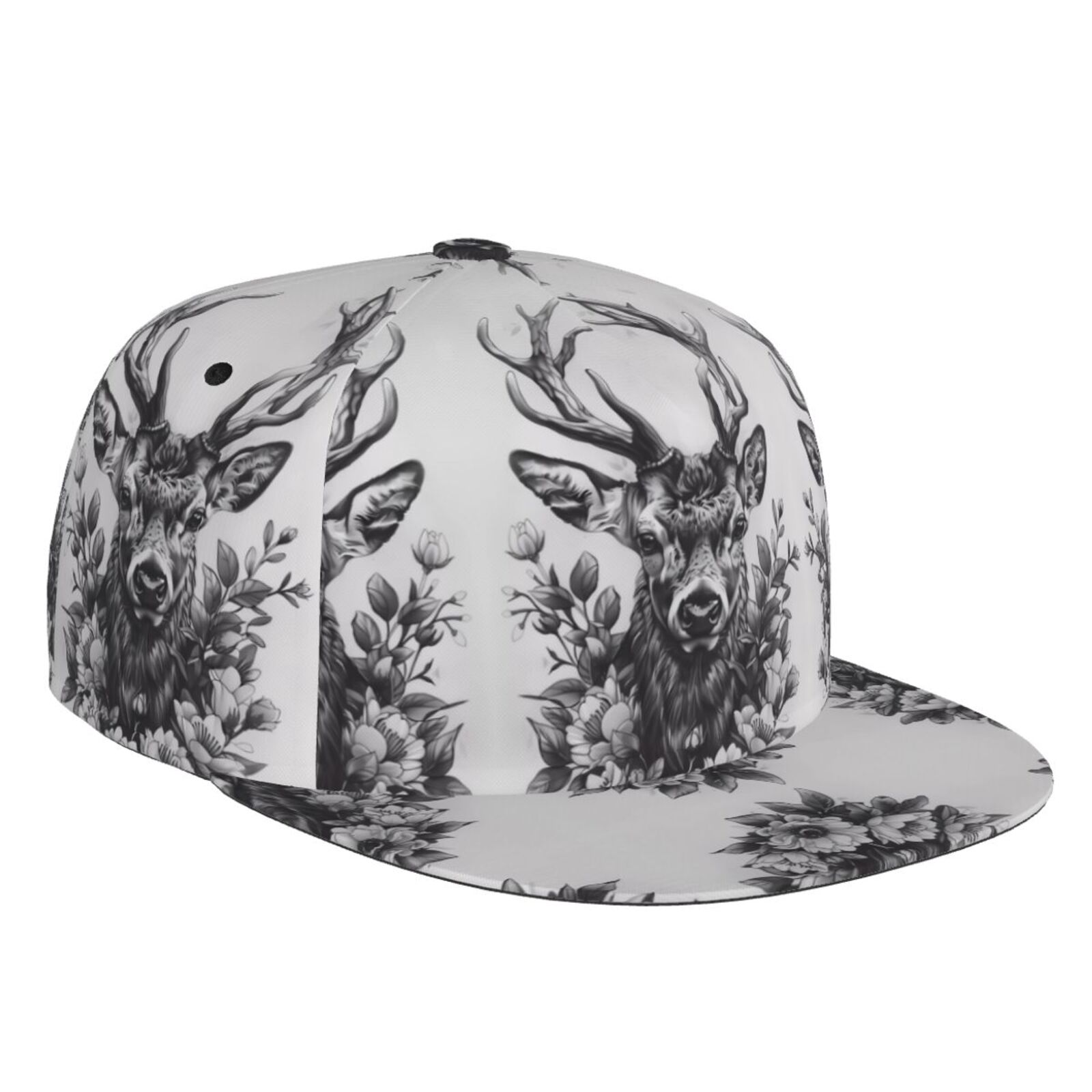 Baseball Cap Monochrome Deer Floral Flat Brim Hats for Men and Women ...