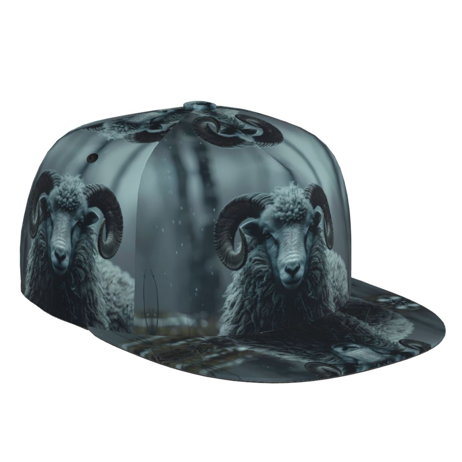 Baseball Cap Moody Ram Portrait Flat Brim Hats for Men and Women ...