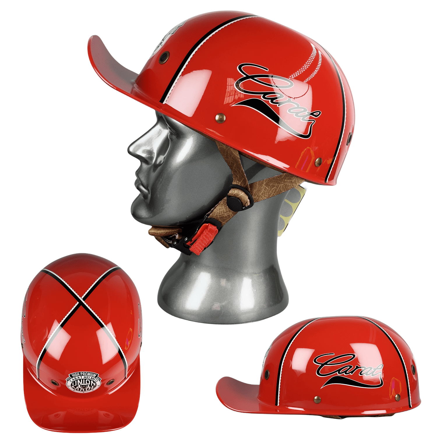 Baseball Cap Motorcycle Helmet Vintage Open Face Unisex-Adult Half ...