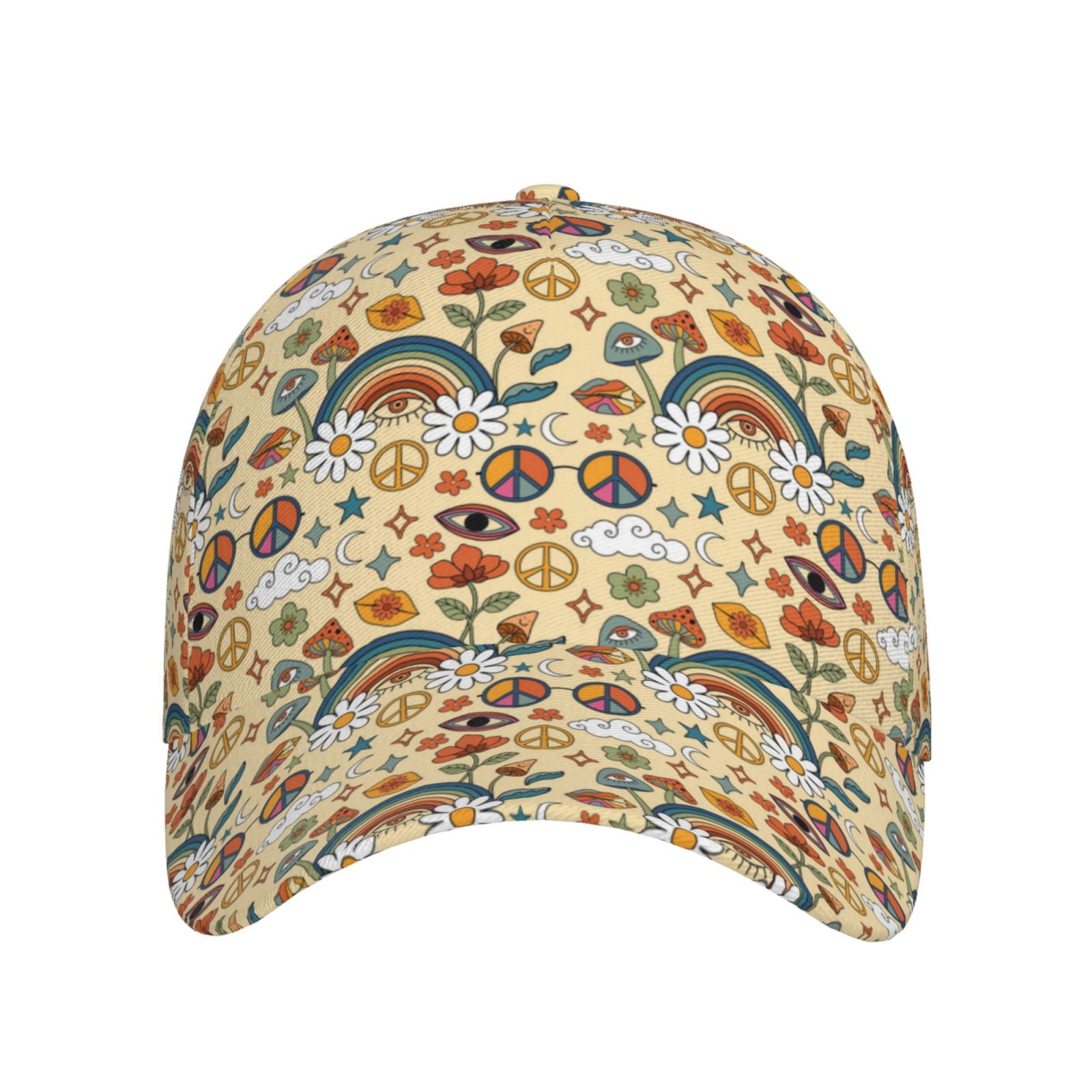 Baseball Cap, Mushrooms And Rainbows Peace Trucker Hats Women Dad Hat ...