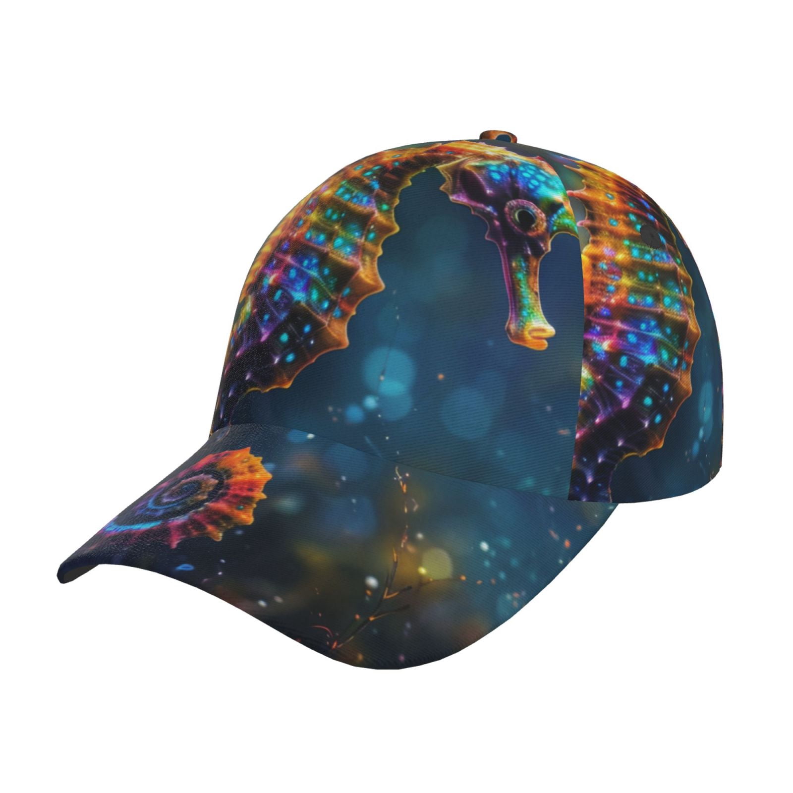 Baseball Cap, Neon Seahorse Underwater Realm Sun Hats for Men Women ...