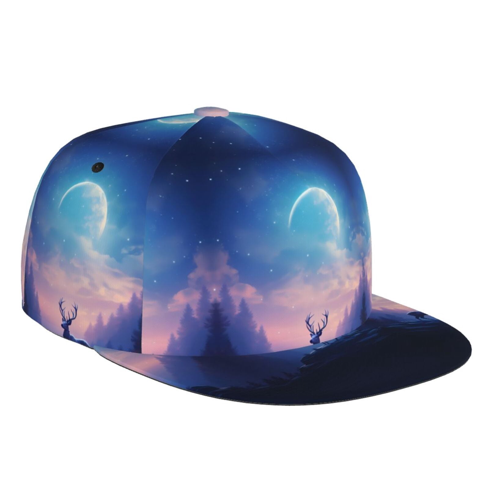 Baseball Cap Night Sky Elk Flat Brim Hats for Men and Women, Adjustable ...