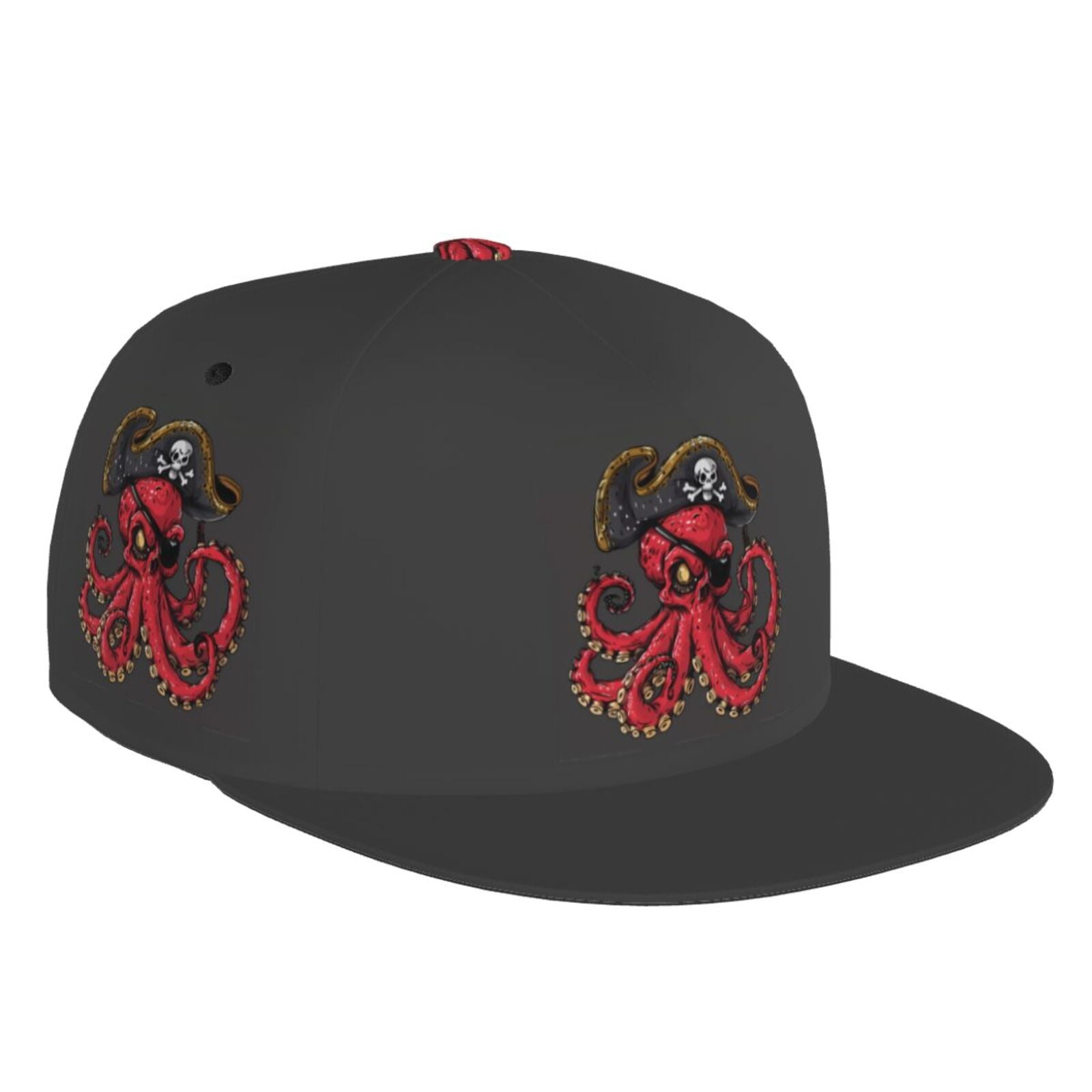 Baseball Cap Octopus Pirate Illustration Flat Brim Hats for Men and ...