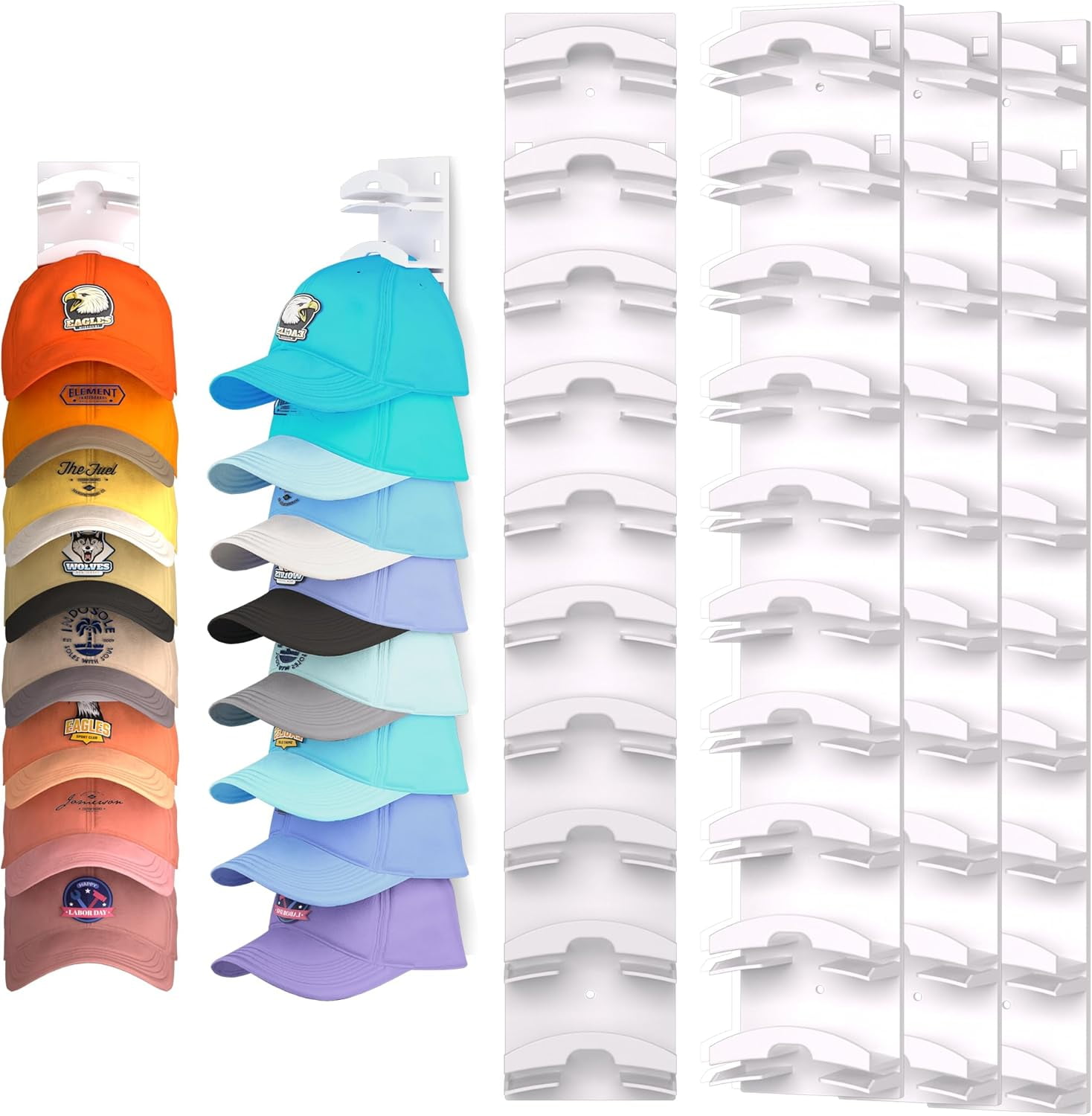 Baseball Cap Organizer 4Pack, Wall-Mounted Hat Rack with Strong ...