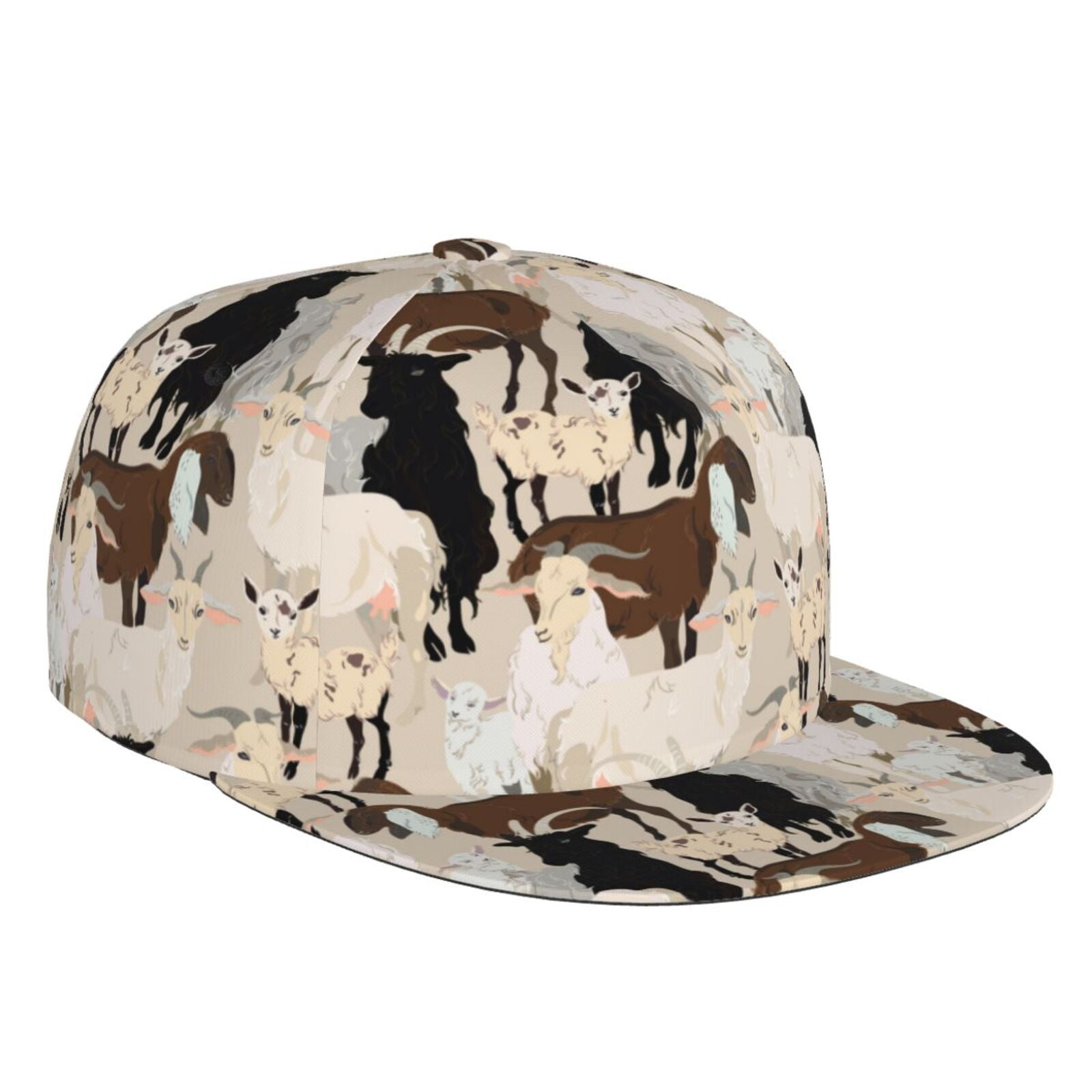 Baseball Cap Painted Cartoon Colorful Cute Goat Flat Brim Hats for Men ...