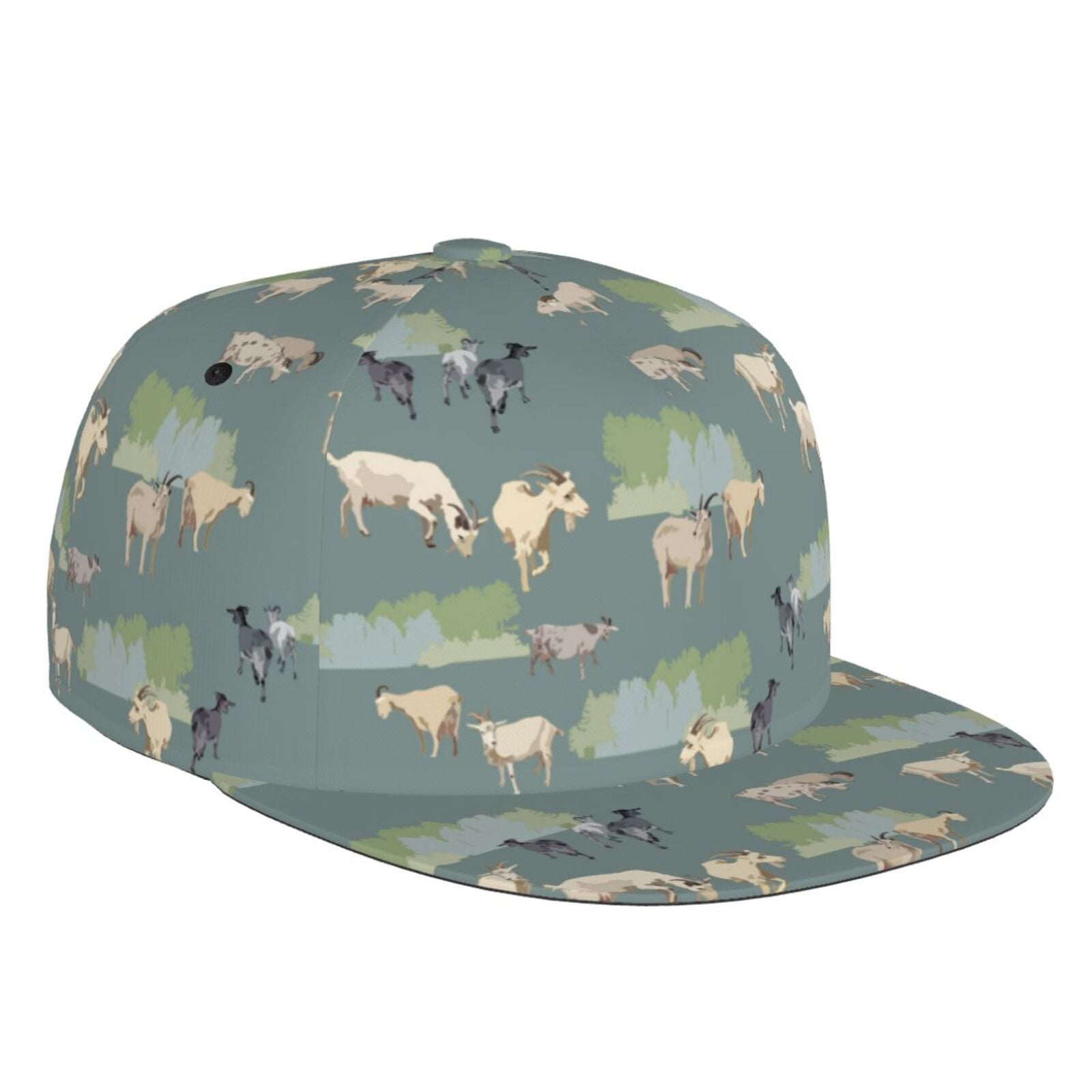 Baseball Cap Painted Cute Goat Green Flat Brim Hats for Men and Women ...