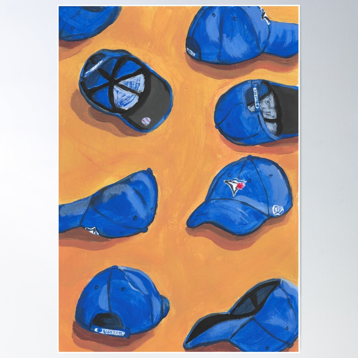 Baseball Cap Painting By Bridget Koza Poster Wall Art, Modern Wall ...