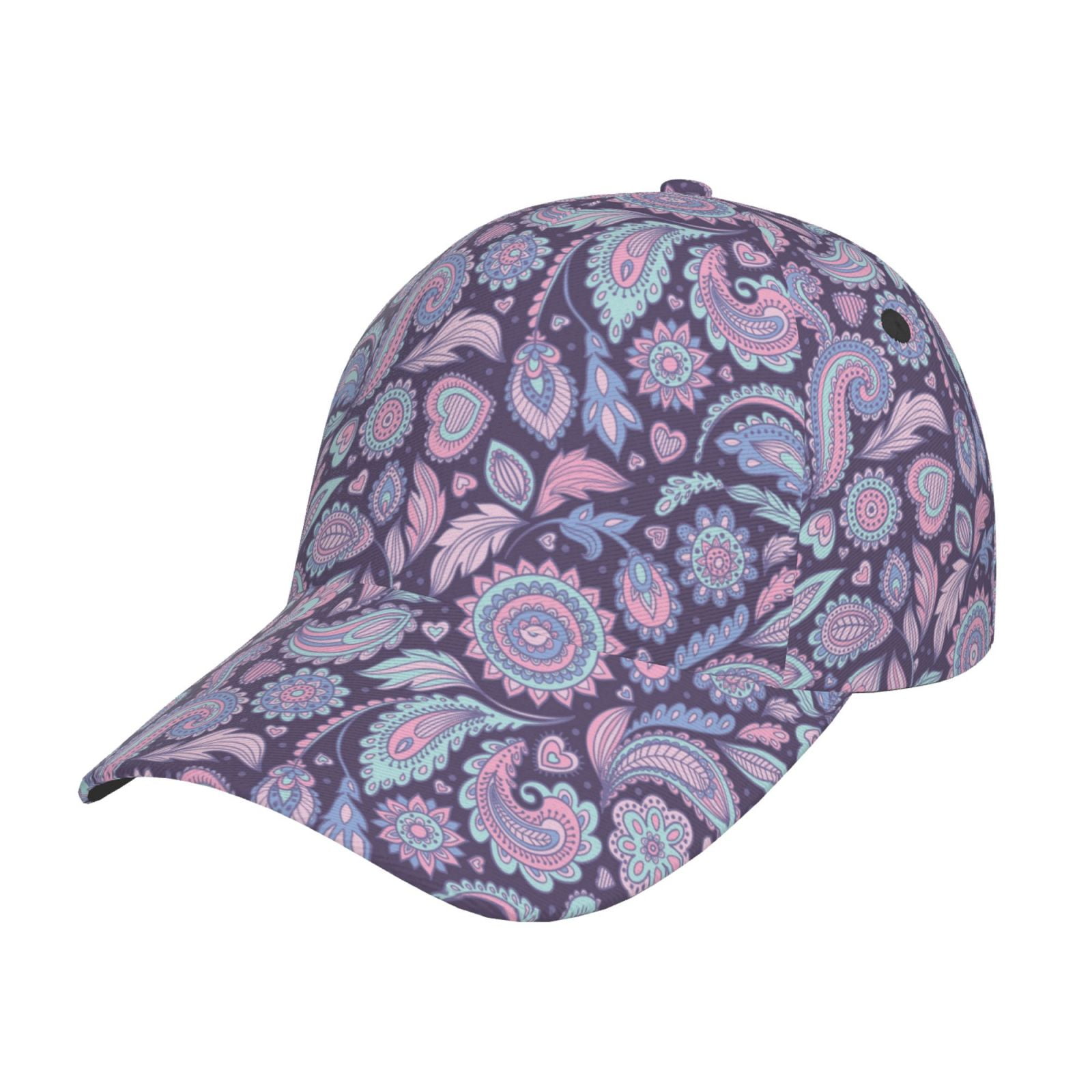 Baseball Cap - Paisley Print Pink Adjustable Size Hats For Men And ...