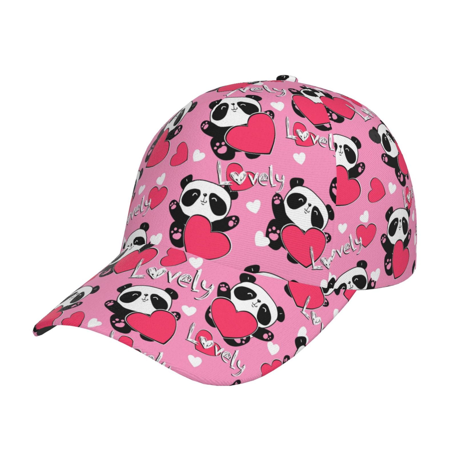 Baseball Cap, Panda Heart Valentine Pink Sun Hats For Men Women ...
