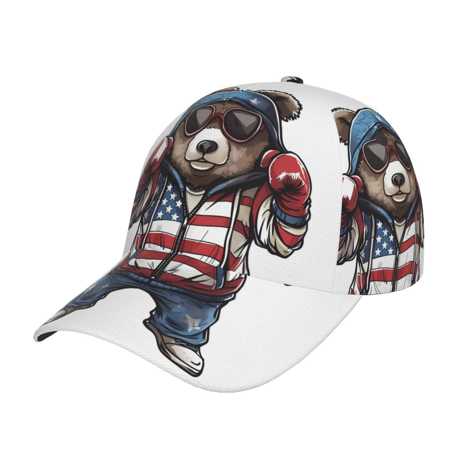Baseball Cap, Patriotic Boxing Bear Art Trucker Hats Women Dad Hat for ...