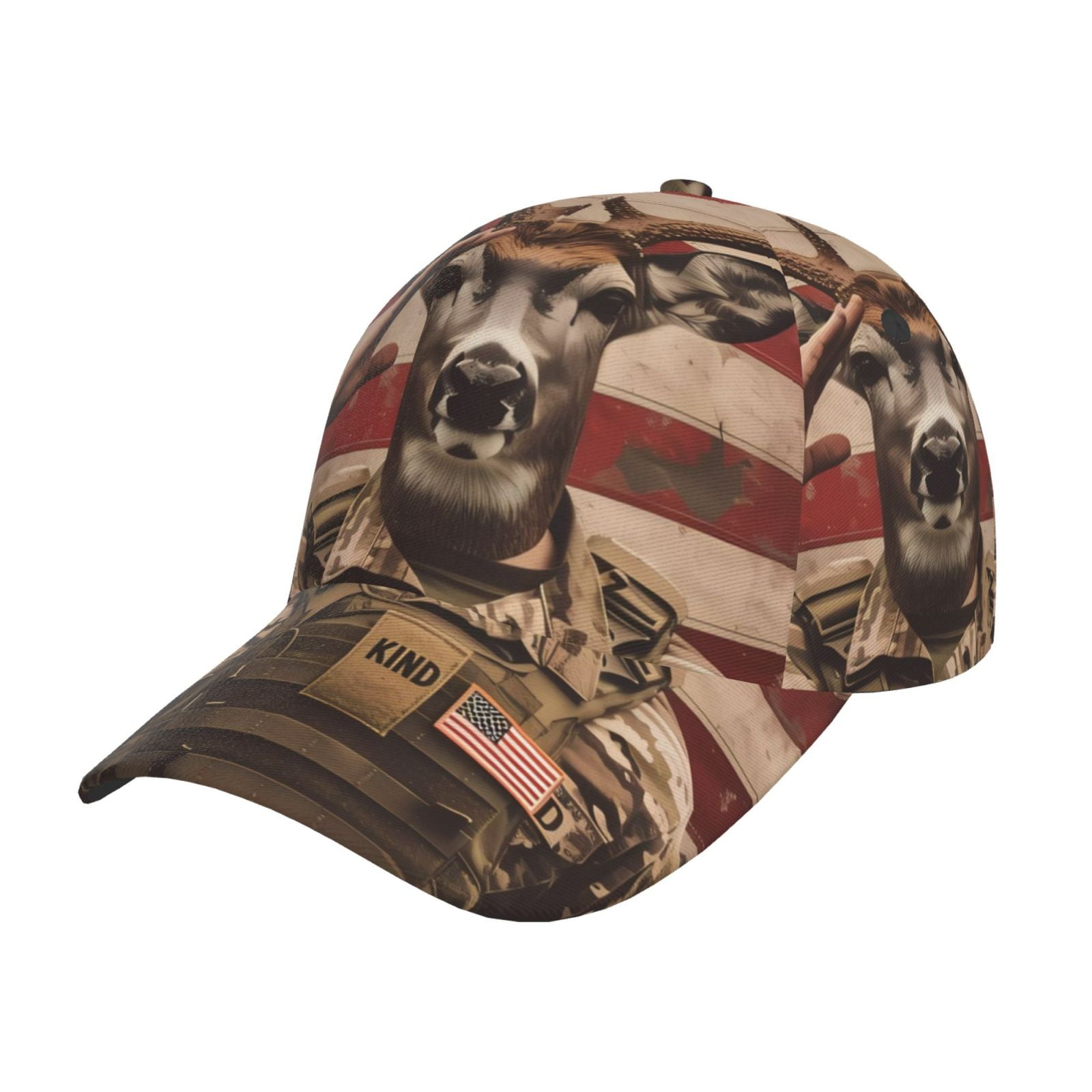 Baseball Cap - Patriotic Deer Soldier Salute Adjustable Size Hats For ...