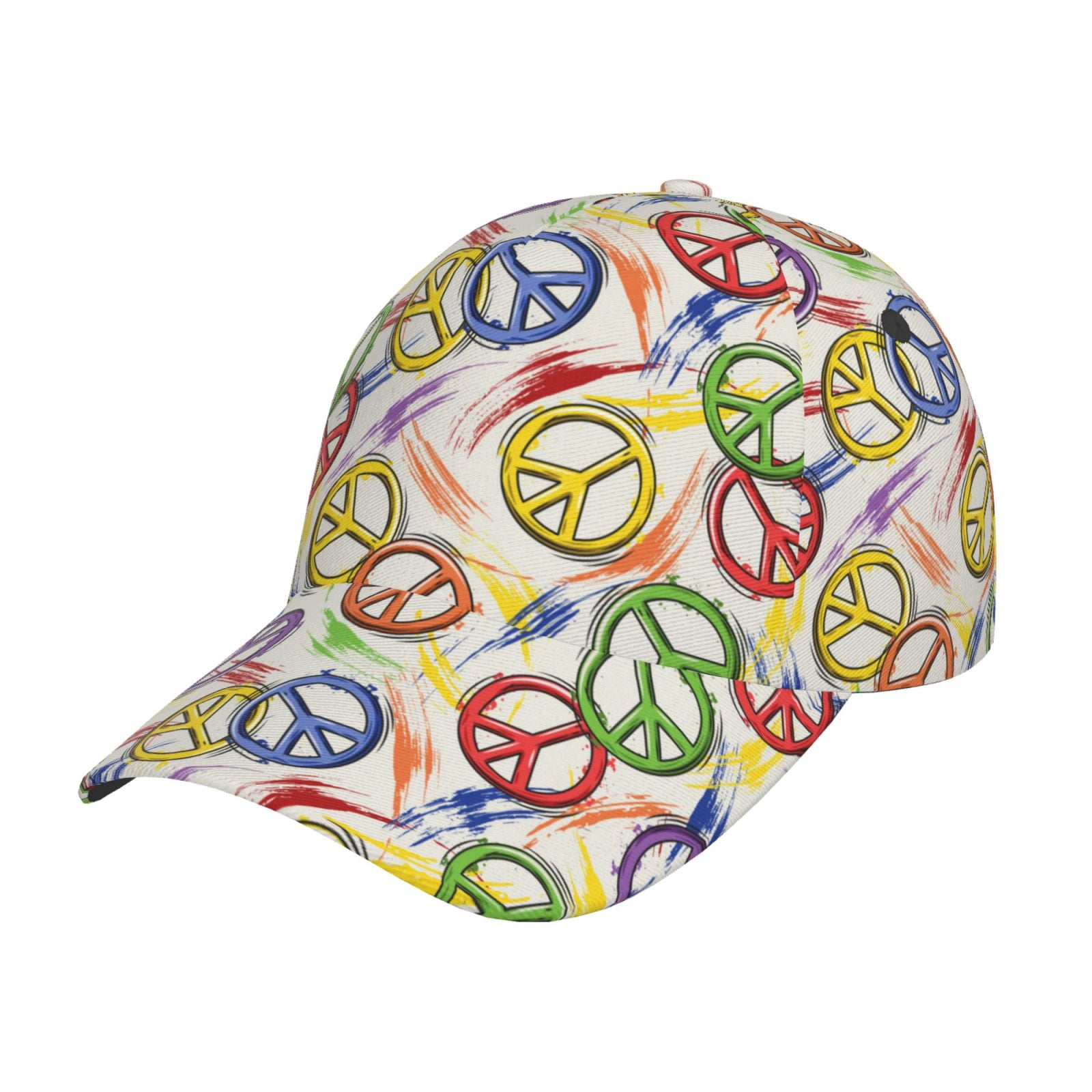 Baseball Cap - Peace Sign Hippie Style Adjustable Size Hats For Men And ...