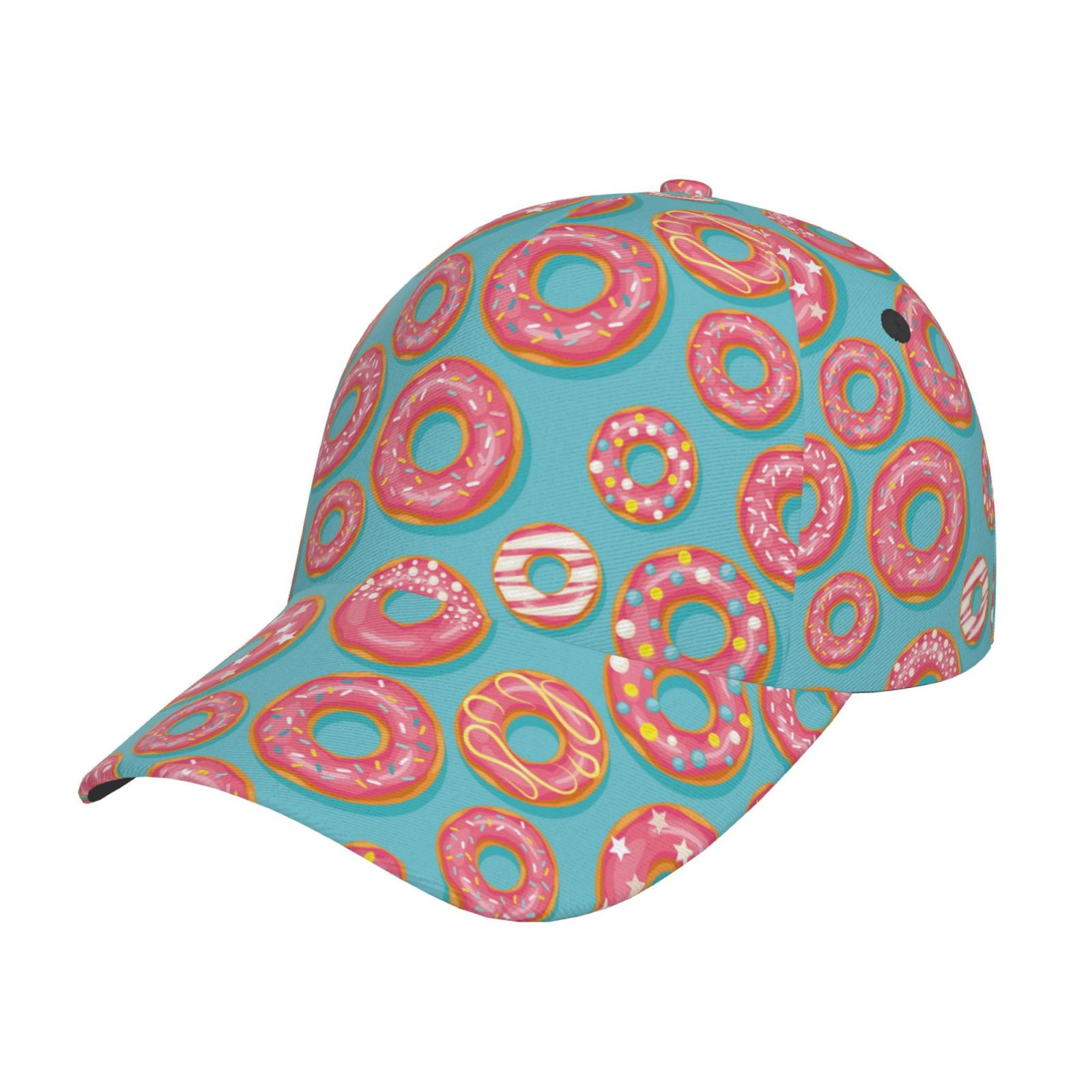 Baseball Cap, Pink Donut Print Blue Hats For Men Women Low Profile ...