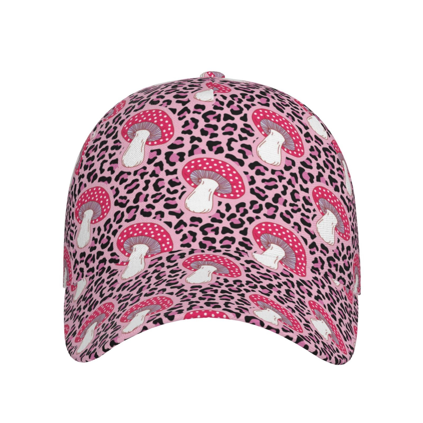 Baseball Cap, Pink Leopard Print Mushroom Trucker Hats Women Dad Hat ...