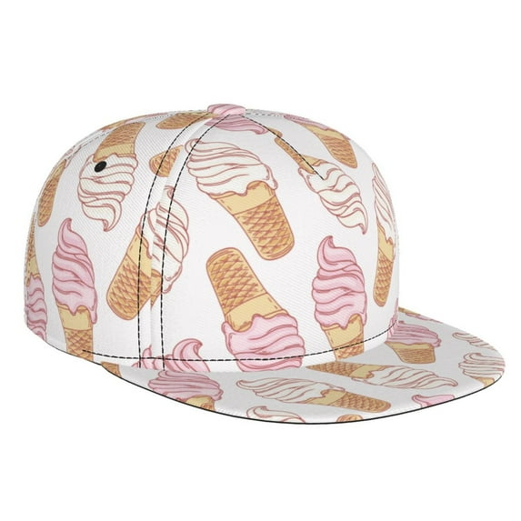 Baseball Cap - Pink White Ice Cream Print Hats for Men/Women Low ...