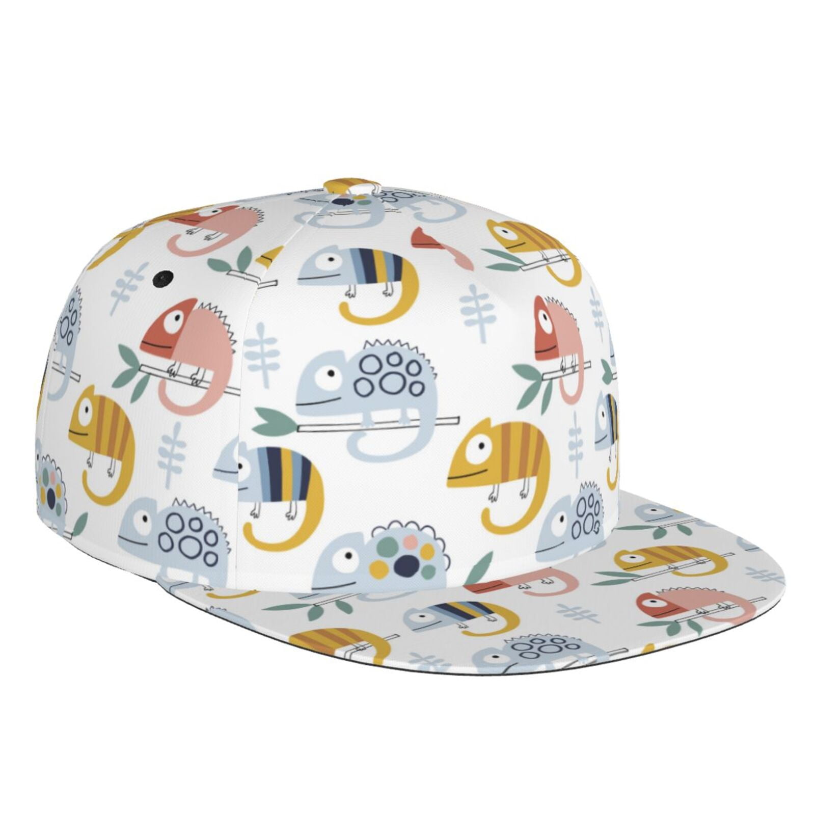 Baseball Cap Q Version Cute Chameleon Lizard Flat Brim Hats for Men and ...