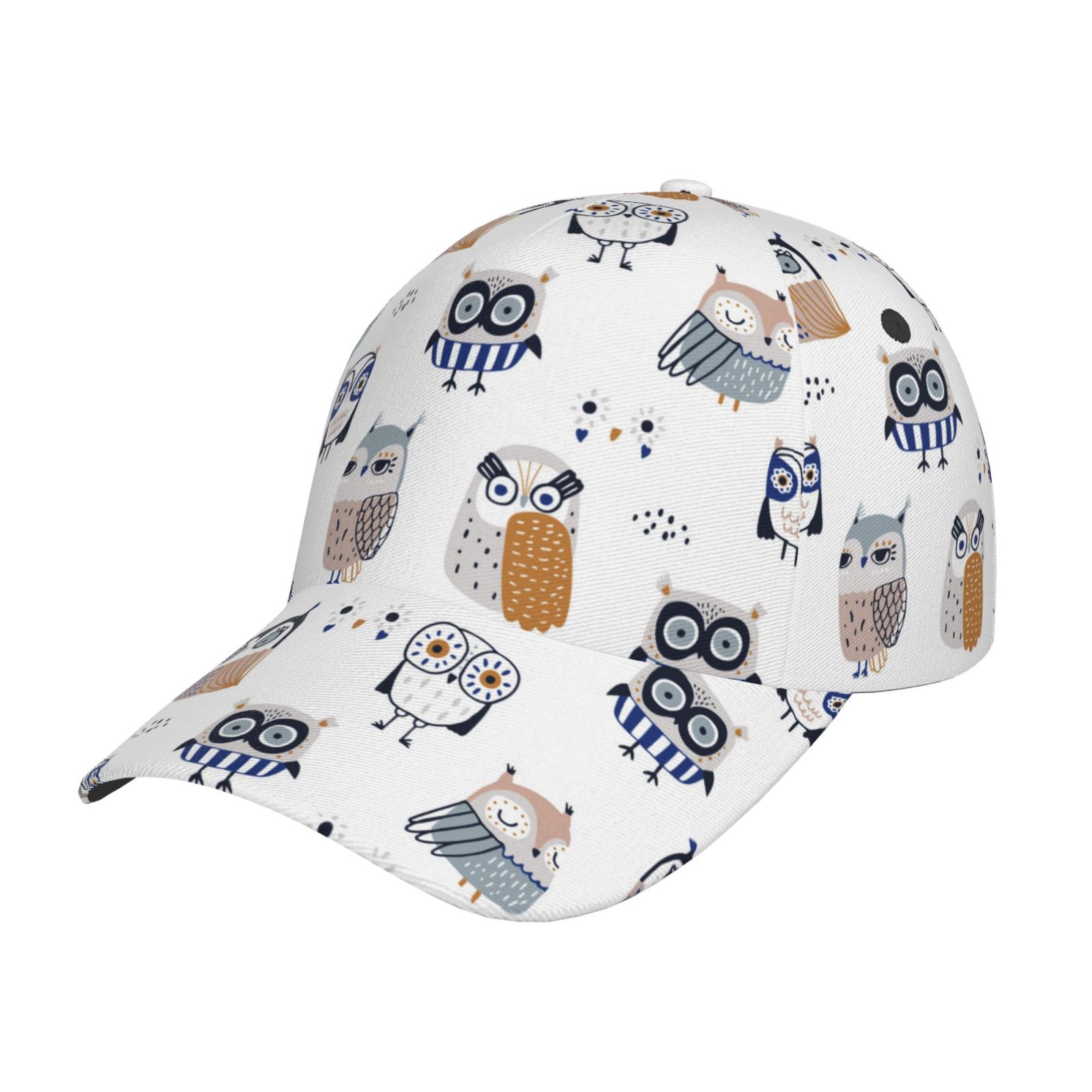 Baseball Cap - Quirky Doodle Owl White Adjustable Size Hats For Men And ...