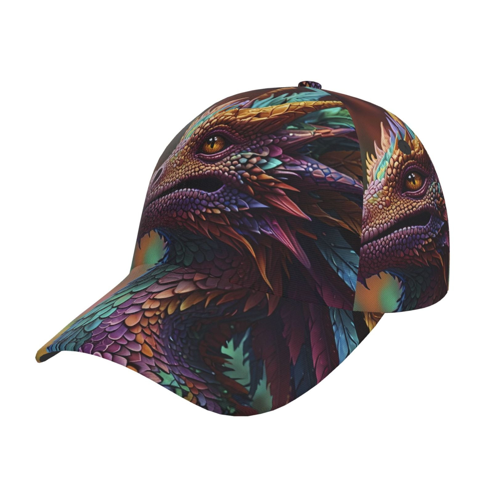 Baseball Cap - Rainbow Scales Fantasy Dragon Adjustable Size Hats For ...