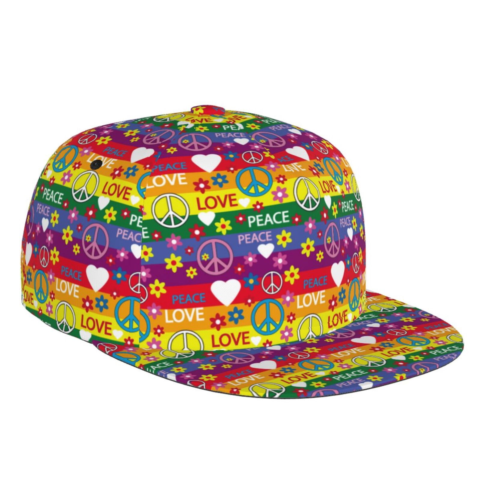 Baseball Cap - Rainbow peace sign heart flower Hats for Men/Women Low ...