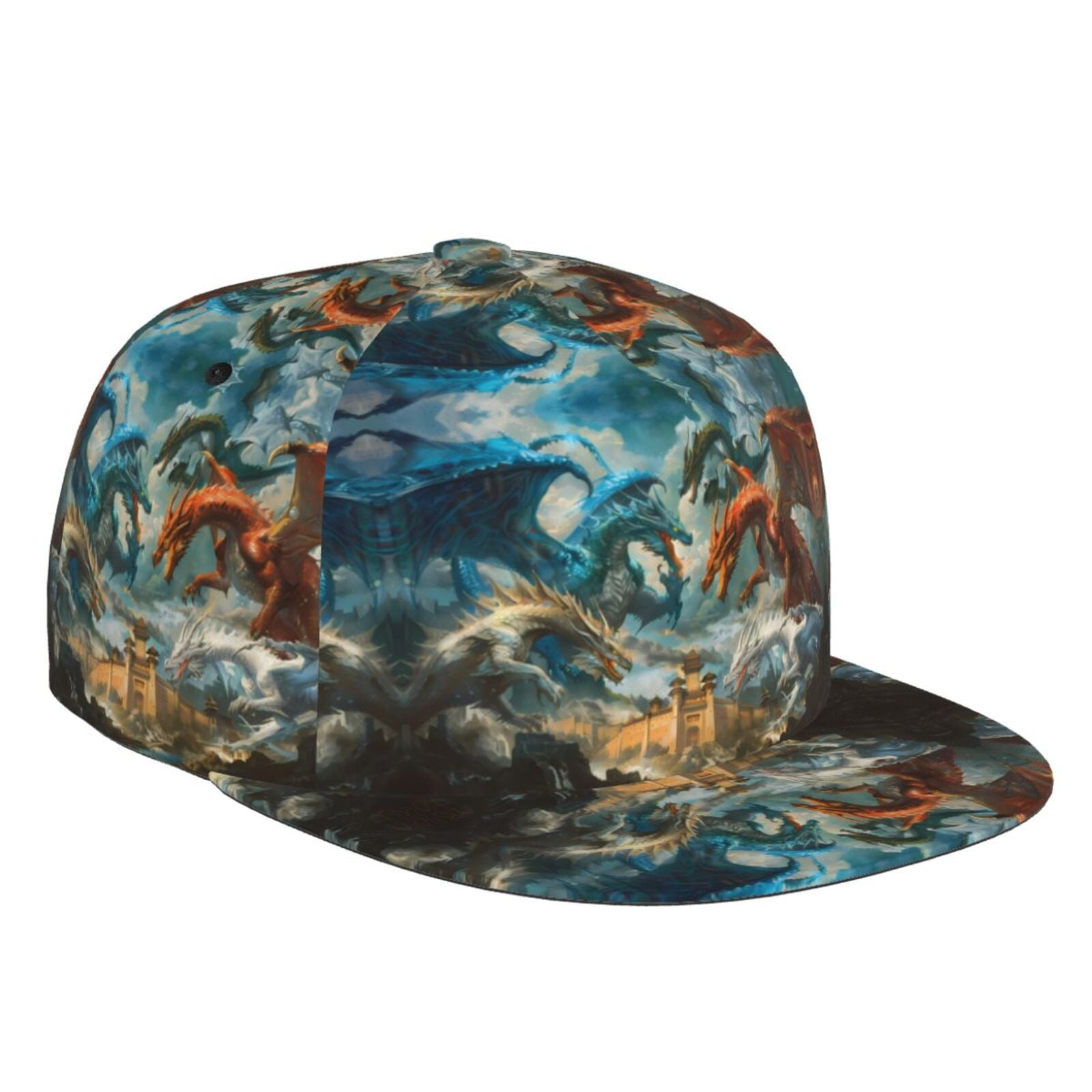 Baseball Cap - Red Blue Dragon Battle Epic Hats for Men/Women Low Profile Adjustable Classic Dad ...