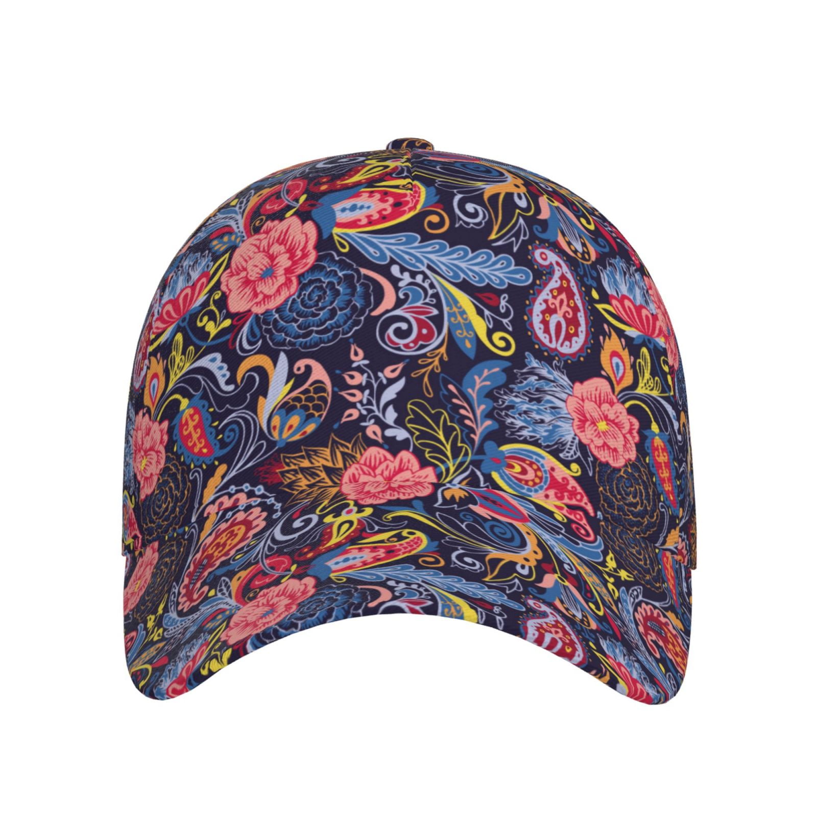 Baseball Cap, Red Blue Flower Paisley Trucker Hats Women Dad Hat For ...