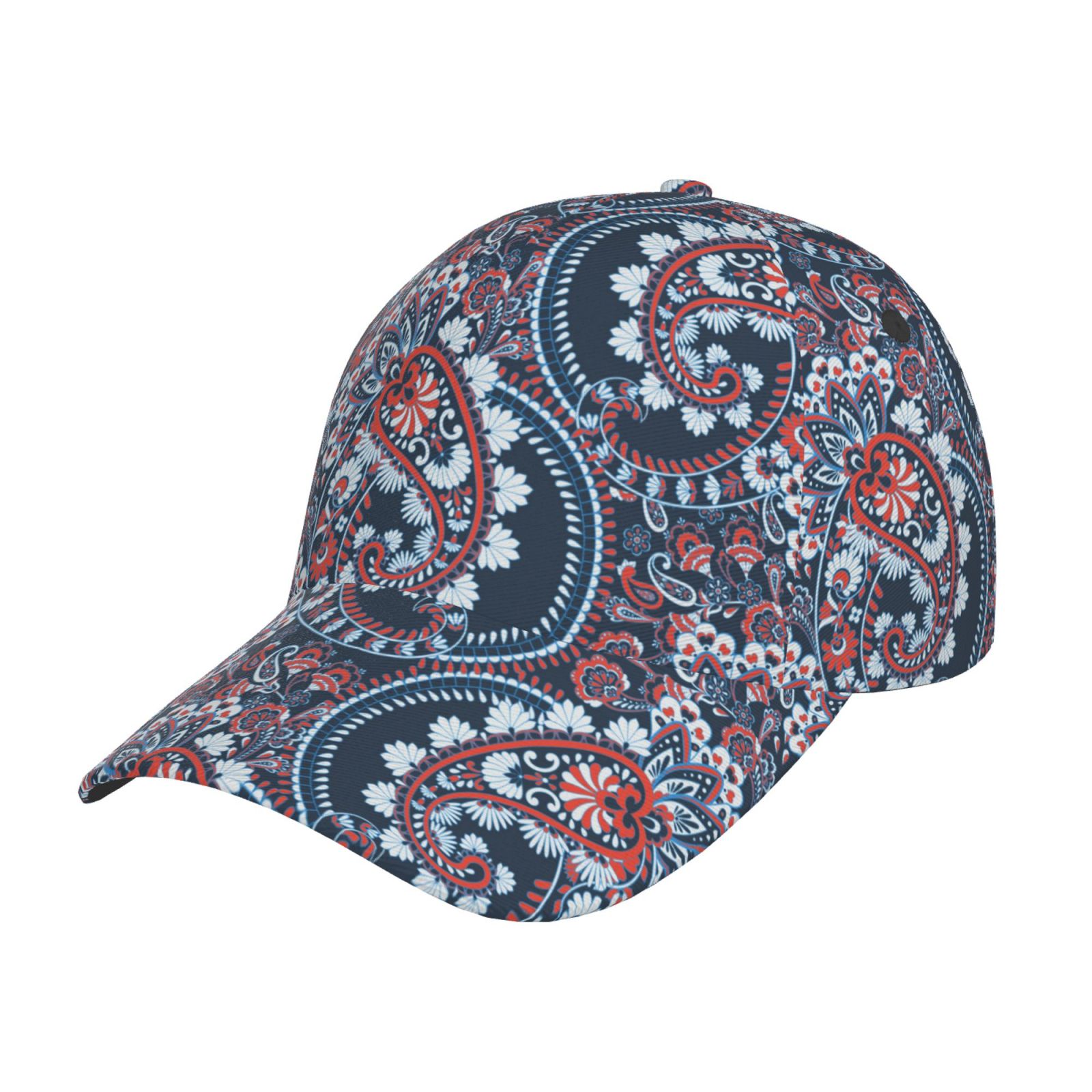 Baseball Cap - Red Blue White Paisley Adjustable Size Hats For Men And ...