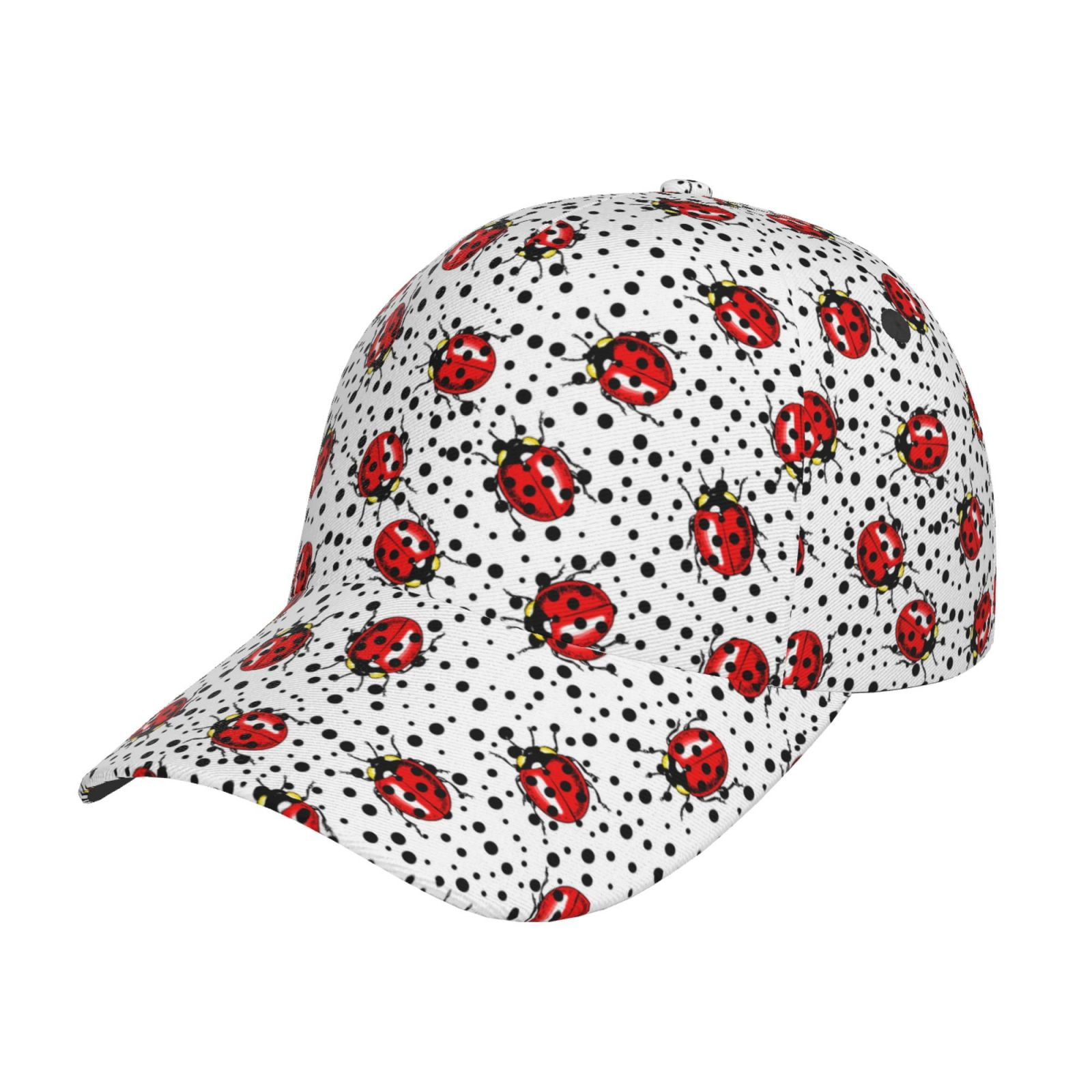 Baseball Cap - Red Ladybugs On Black Dotted Hats for Men Women Low ...