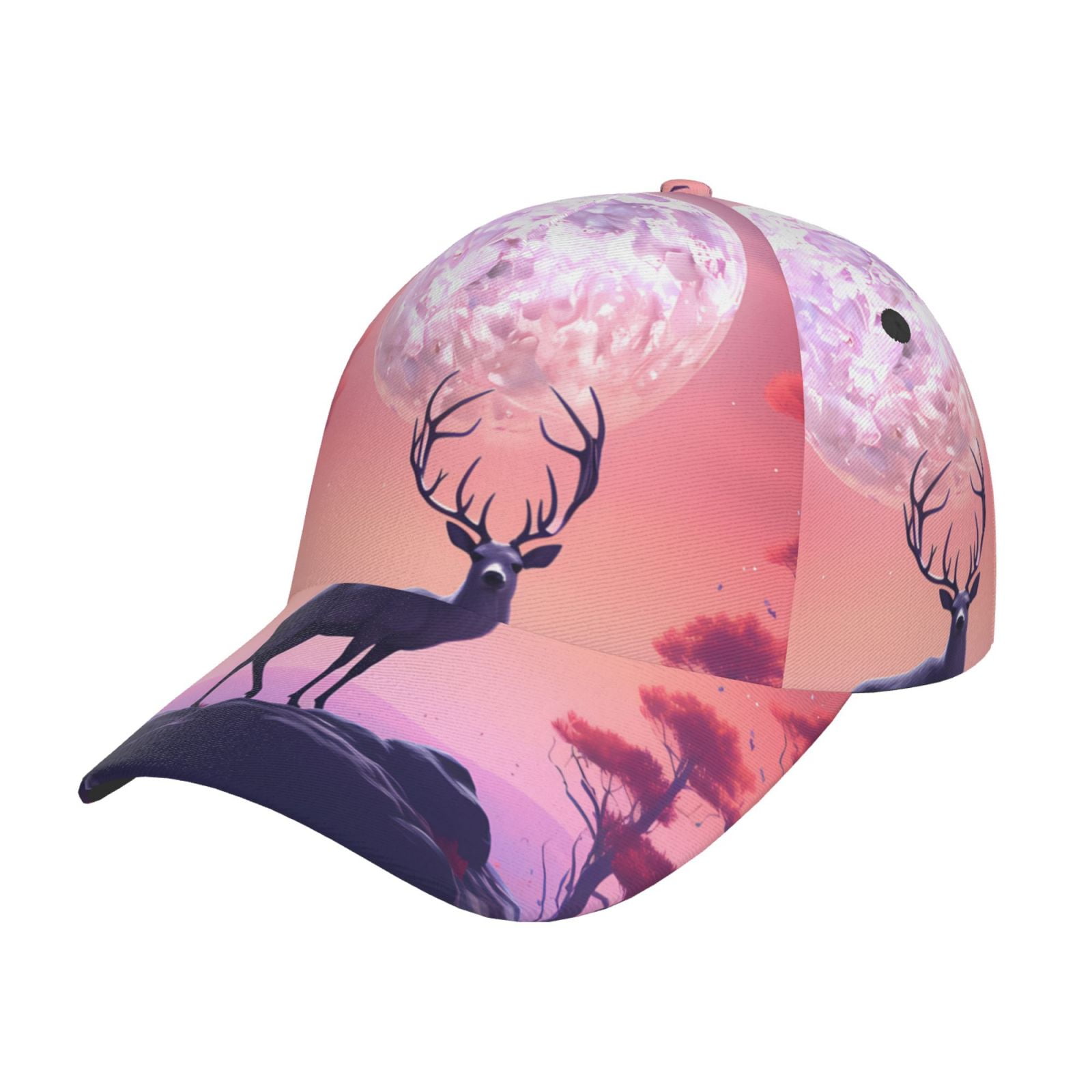 Baseball Cap - Red Tree Moon Elk Hats for Men Women Low Profile Classic ...