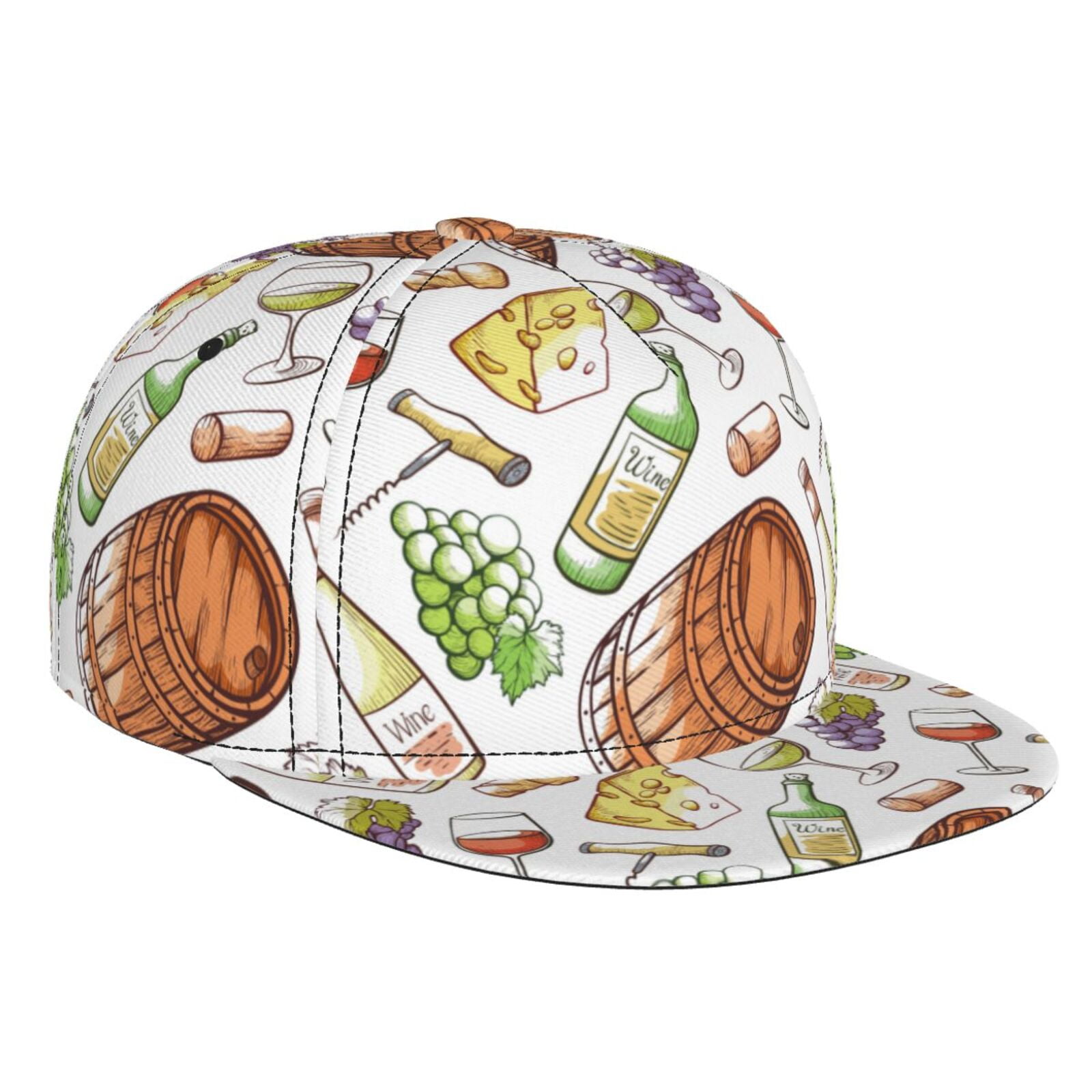 Baseball Cap - Red Wine Cheese Grapes Hats for Men/Women Low Profile ...