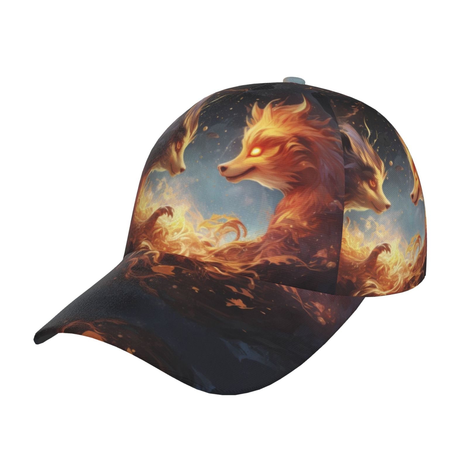 Baseball Cap - Red and Gray Flame Fox Hats for Men Women Low Profile ...