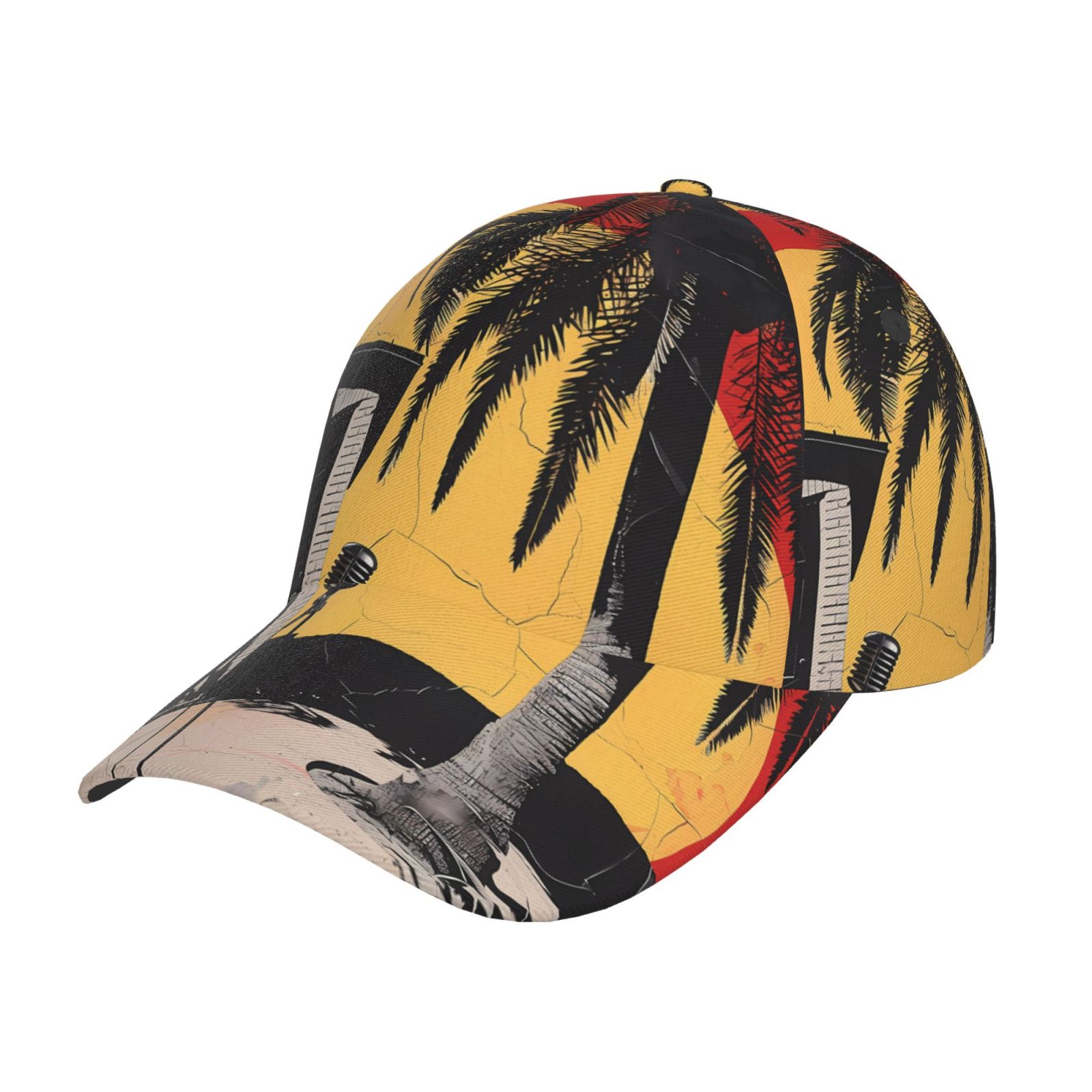 Baseball Cap - Retro Tropical Microphone Adjustable Size Hats For Men ...