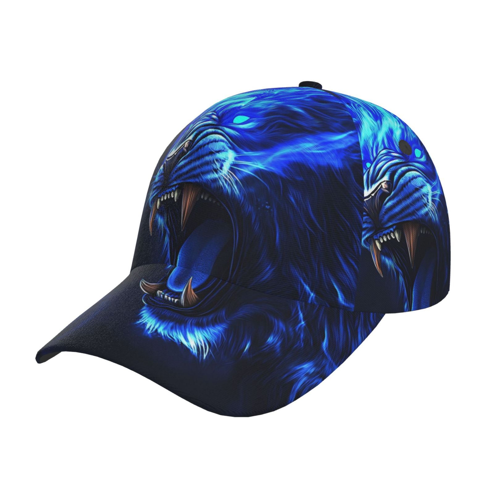 Baseball Cap, Roaring Blue Lion Flame Trucker Hats Women Dad Hat for ...