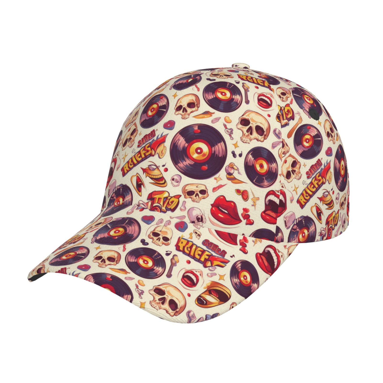 Baseball Cap, Rock Music Skull Record Hats For Men Women Low Profile ...