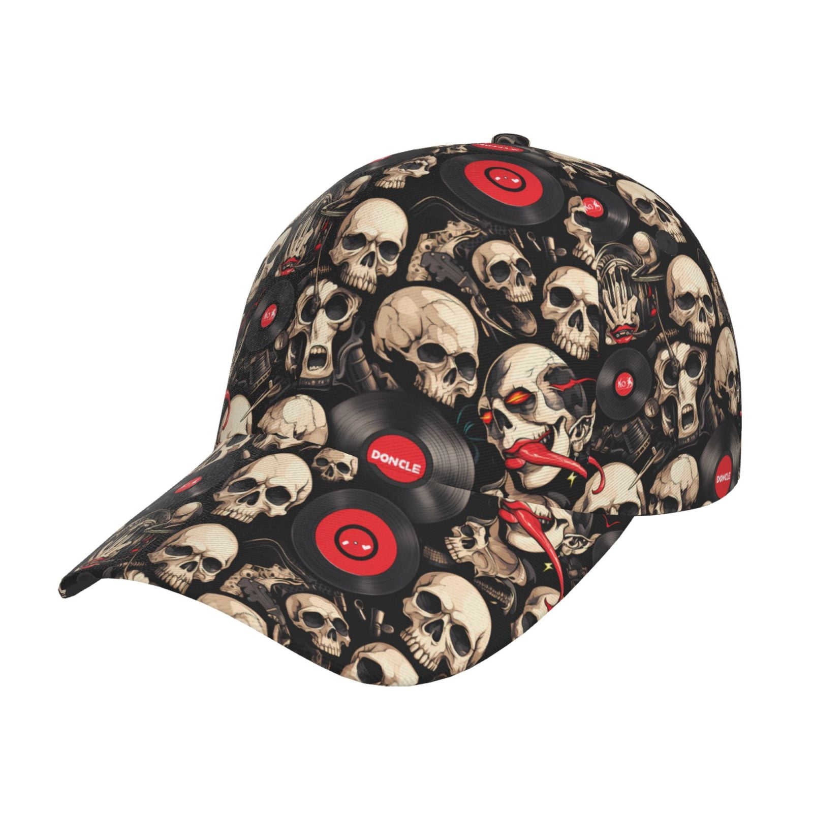 Baseball Cap, Rock Record Skull Hats For Men Women Low Profile Classic ...