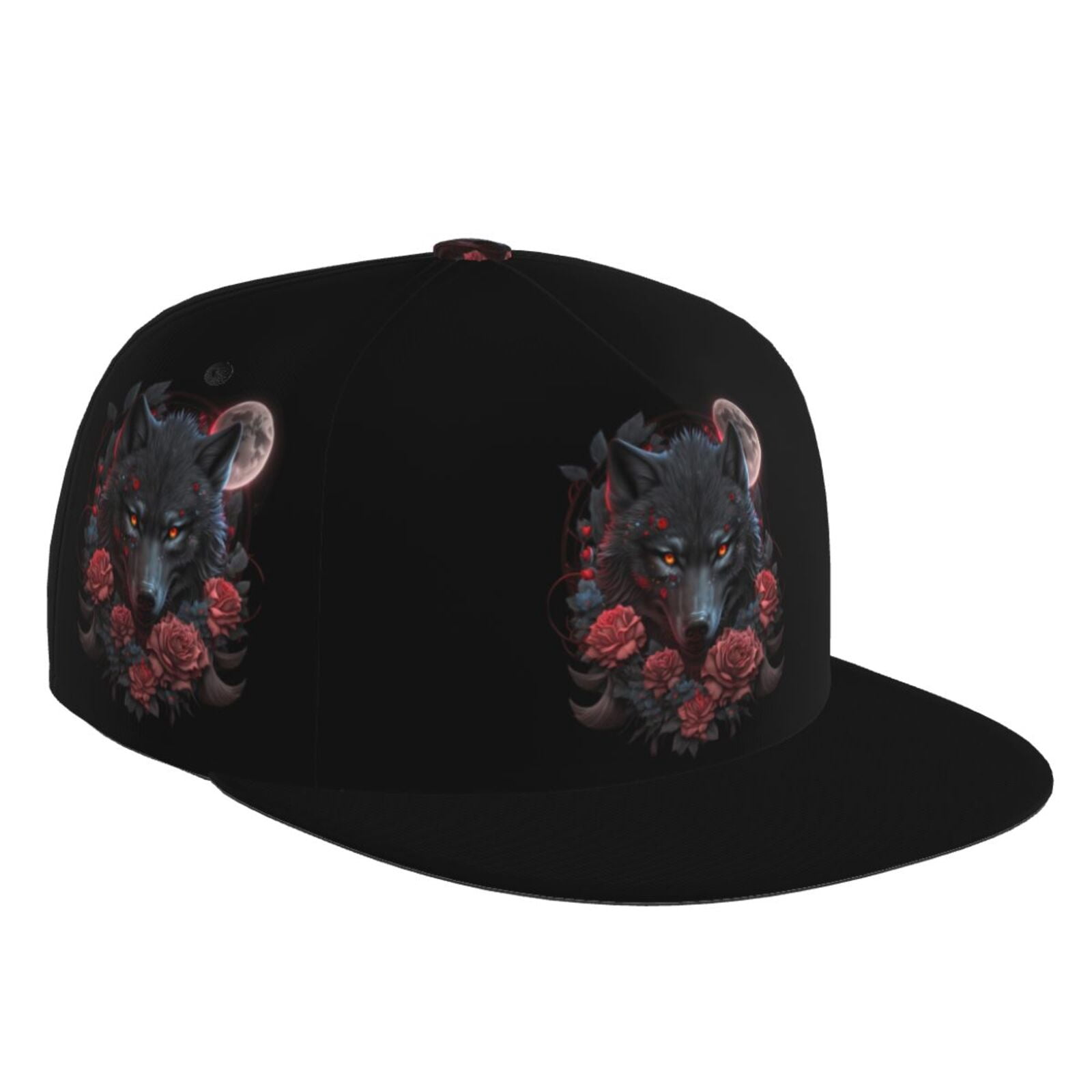 Baseball Cap - Rose Full Moon Black Wolf Hats for Men/Women Low Profile ...