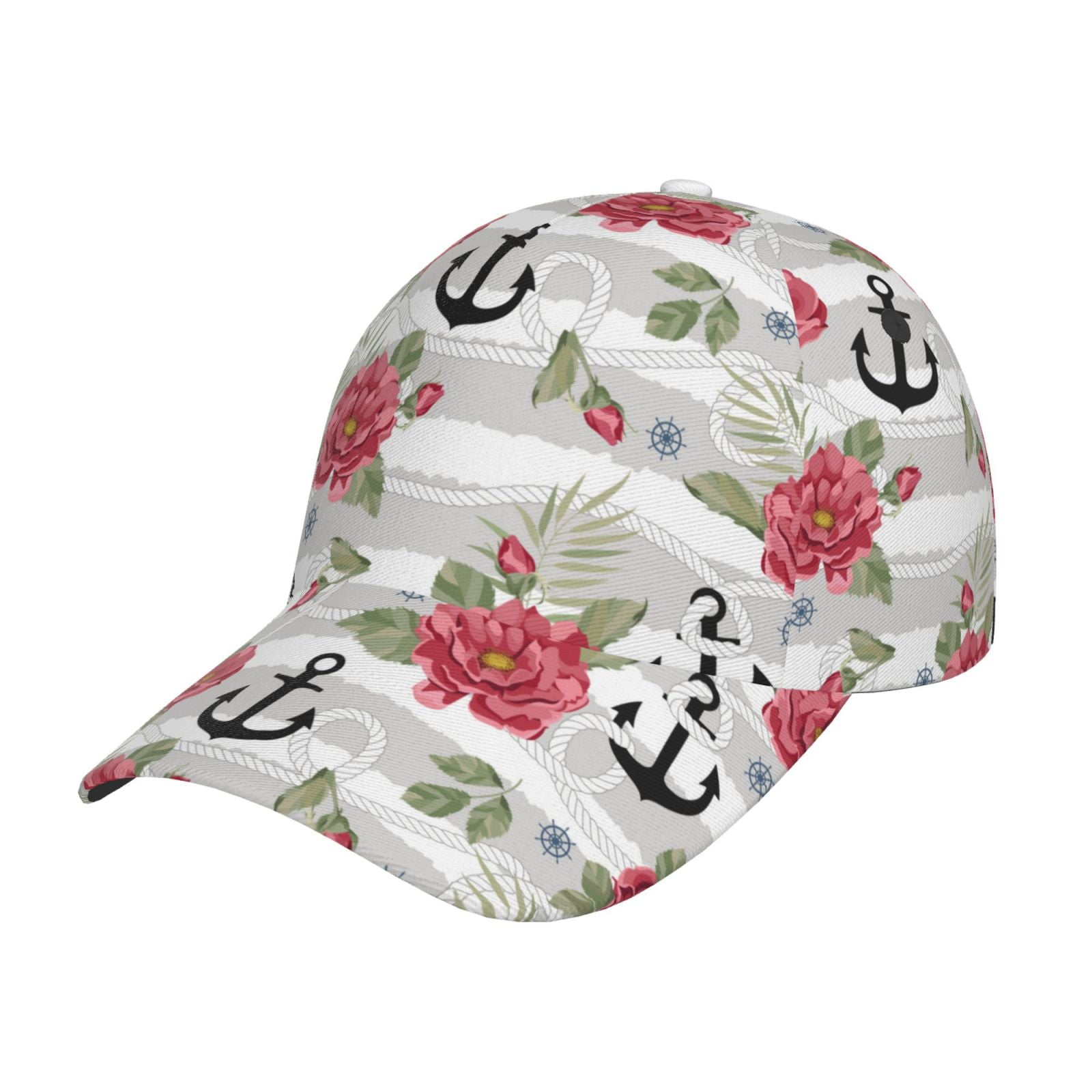 Baseball Cap, Rose anchor Vintage flowers grey Trucker Hats Women Dad ...