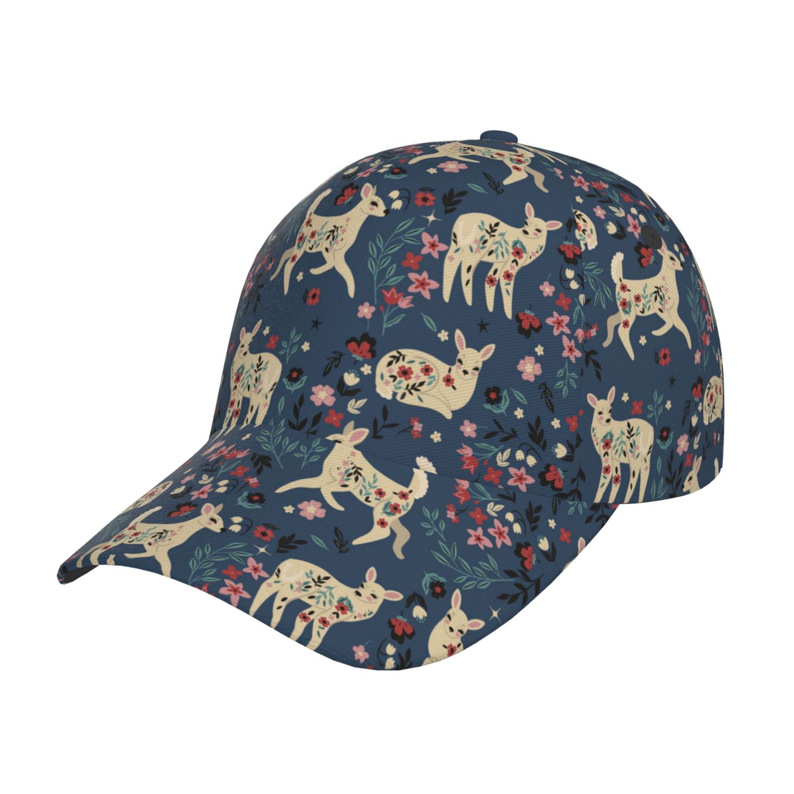Baseball Cap - Rustic Flower Cute Deer Adjustable Size Hats For Men And ...