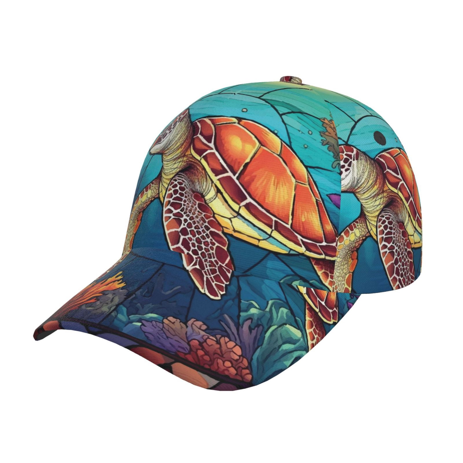 Baseball Cap - Sea Turtle In Coral Adjustable Size Hats For Men And ...
