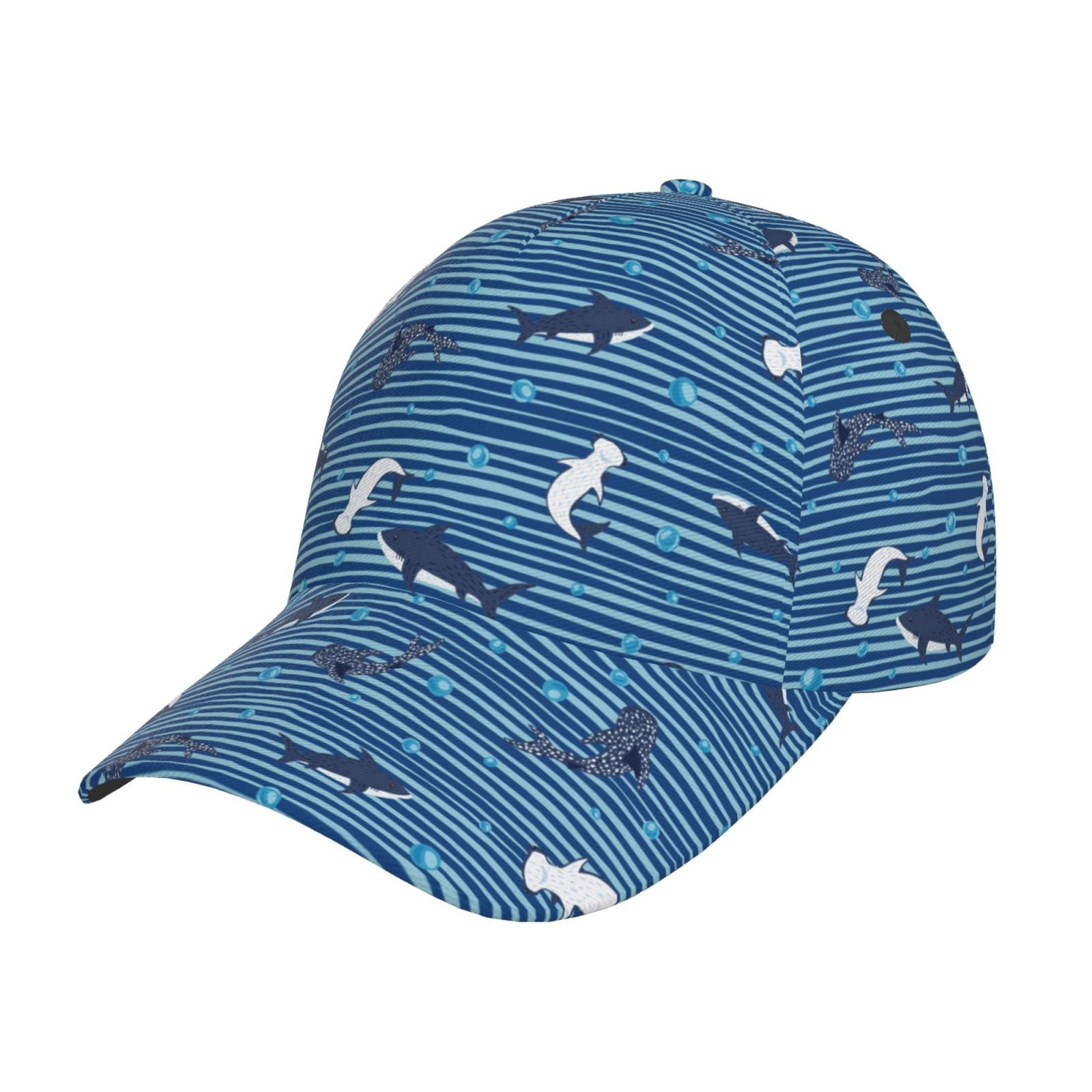 Baseball Cap, Sharks On White Blue Striped Hats For Men Women Low ...