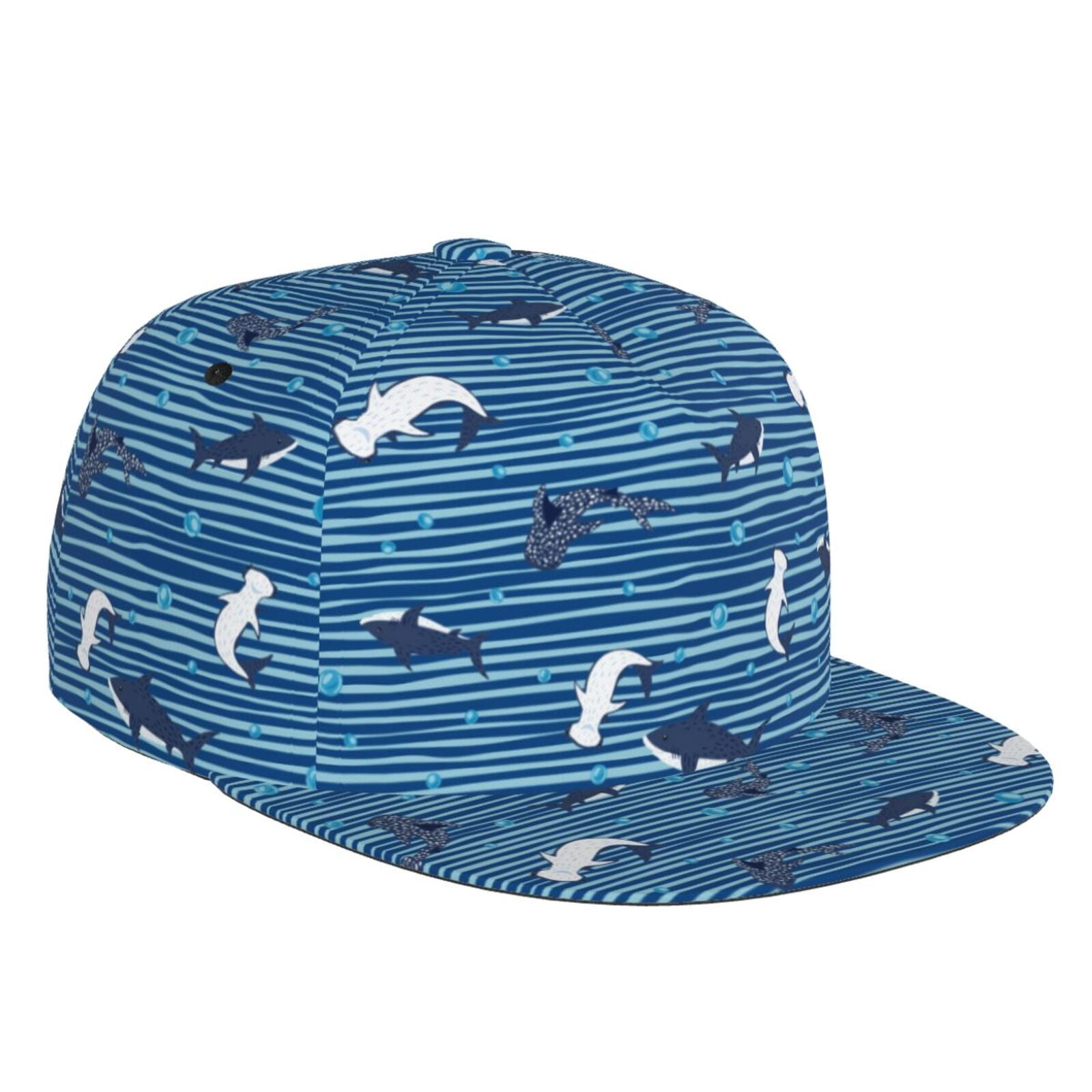 Baseball Cap - Sharks on White Blue Striped Hats for Men/Women Low ...
