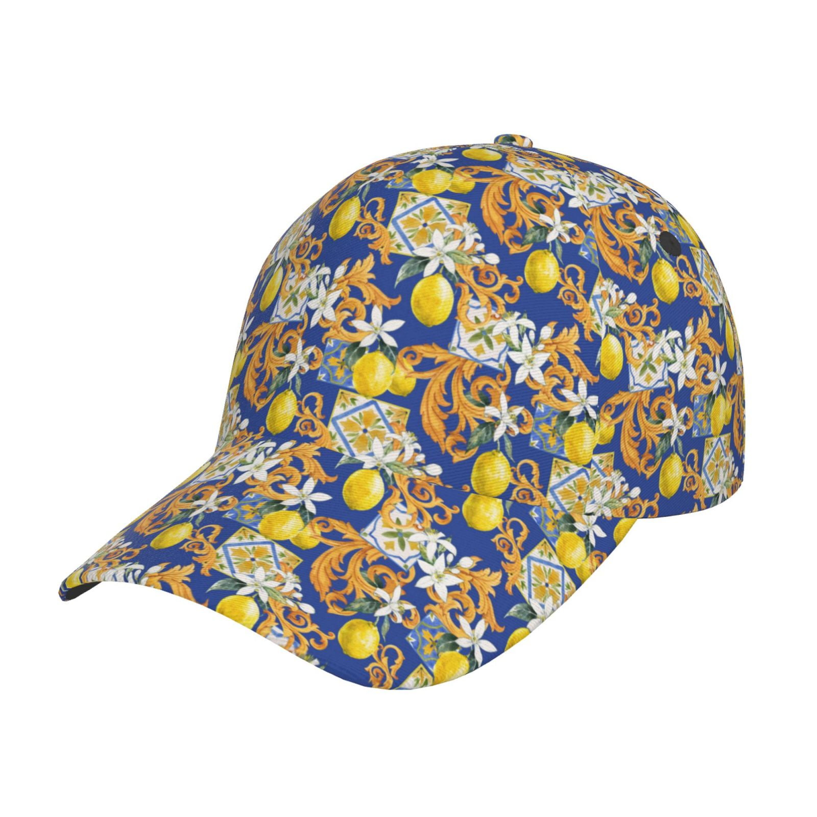 Baseball Cap - Sicilian style golden lemon navyblue Hats for Men Women ...