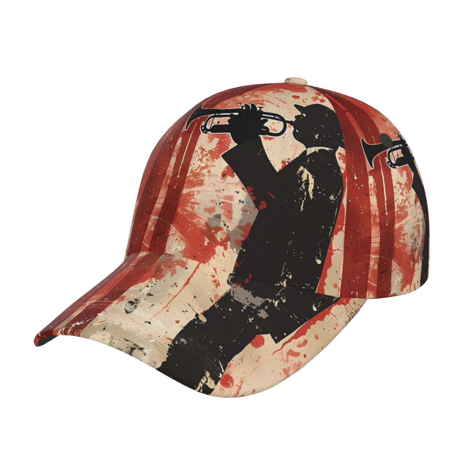 Baseball Cap - Silhouette Trumpet Red Art Hats for Men Women Low ...