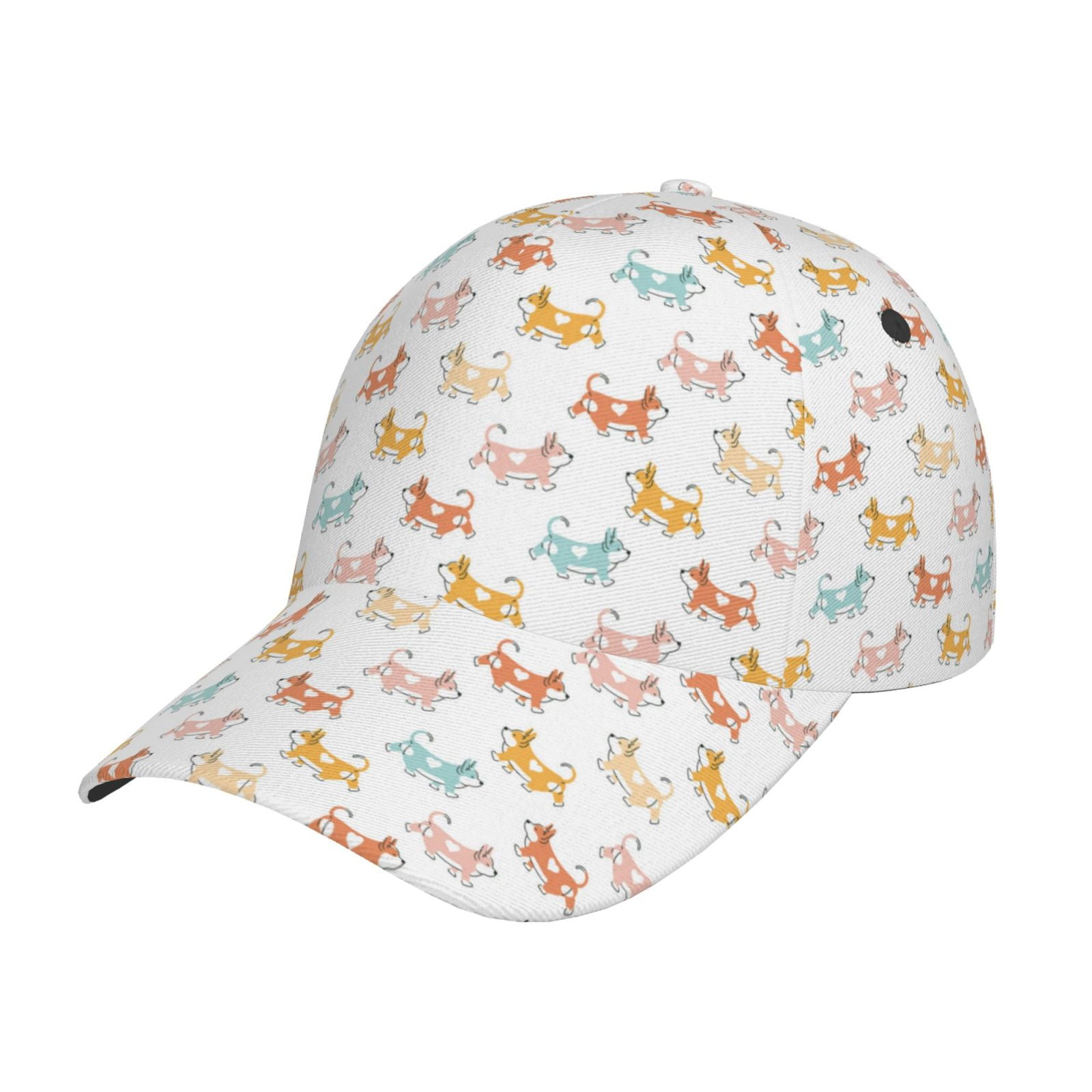 Baseball Cap - Simple Drawing Colorful Cute Corgi Adjustable Size Hats ...